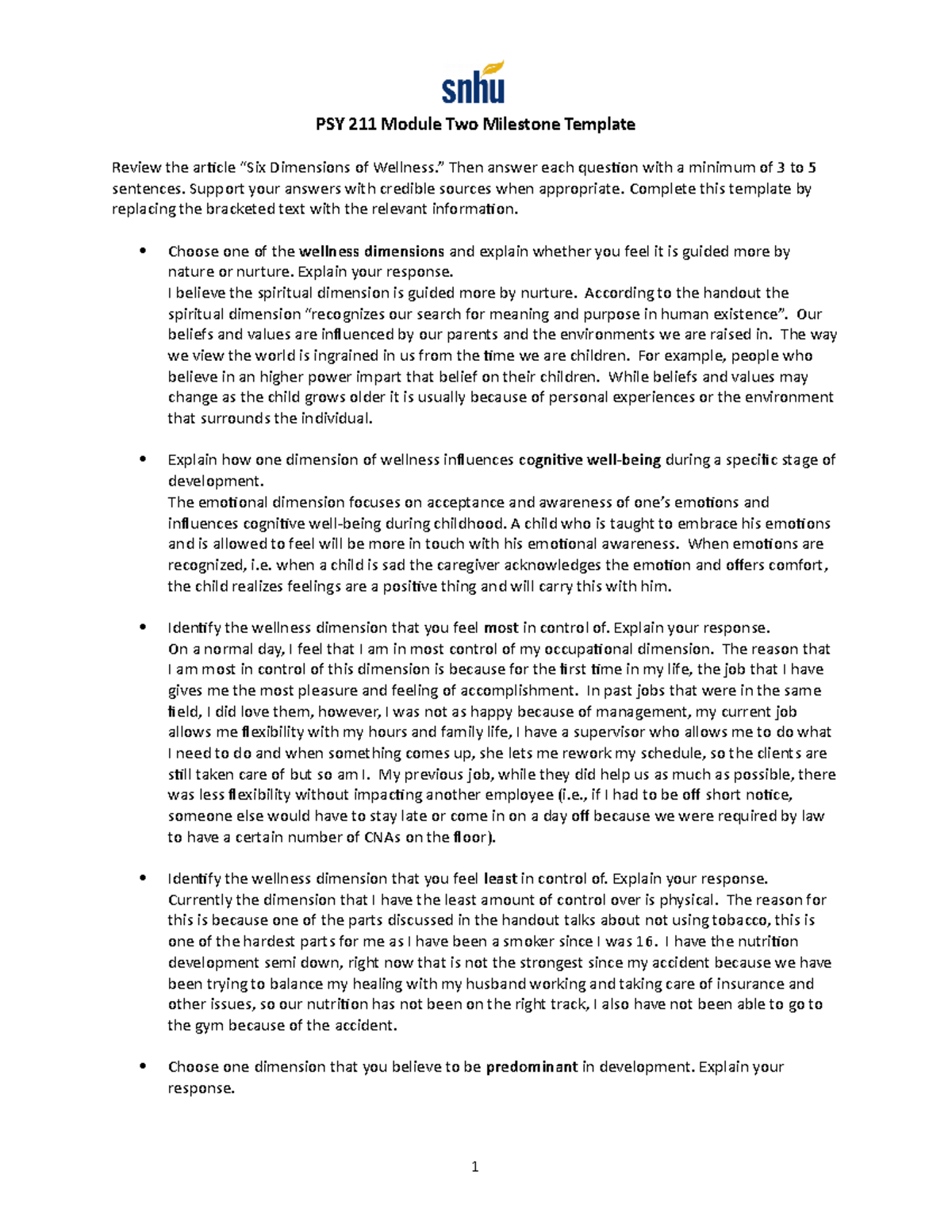 PSY 211 Module Two Milestone Template - PSY 211 Module Two Milestone Template Review the article ...