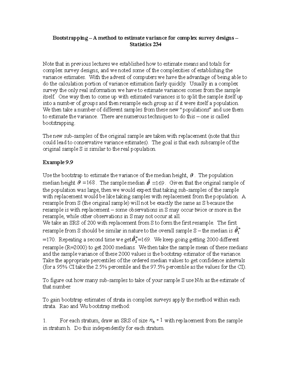 Bootstrapping 2017 - Memorize - Bootstrapping – A method to estimate variance for complex survey ...