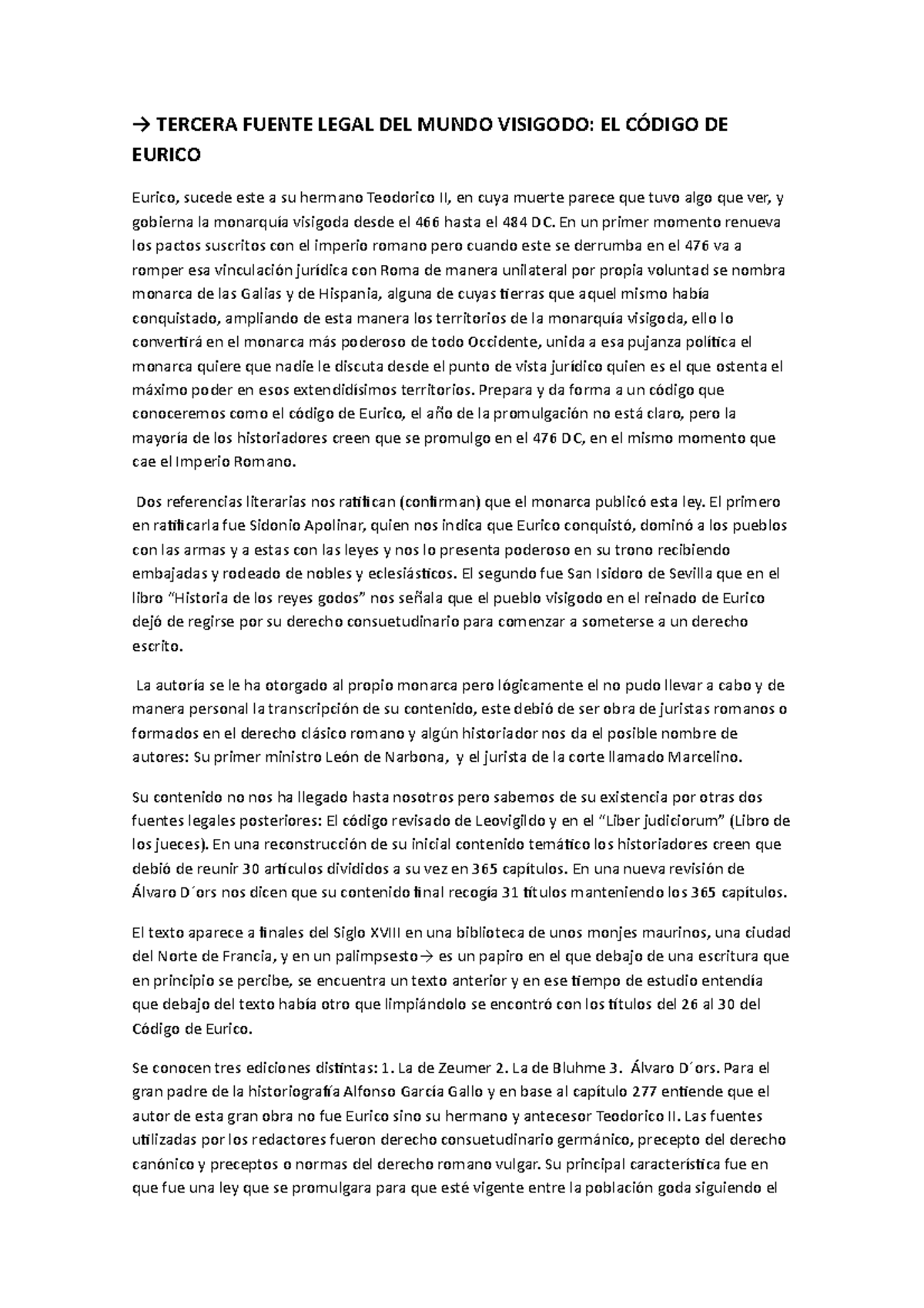 Codigo DE Eurico - FELICIANO BARRIOS PINTADO - → TERCERA FUENTE LEGAL ...