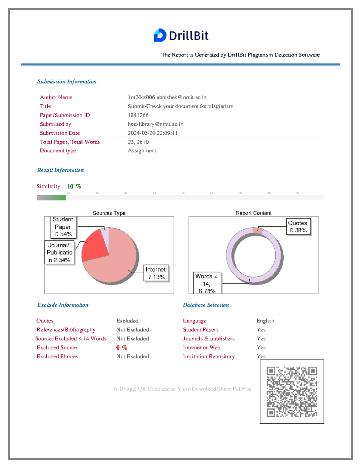 Plagiarism report - The Report is Generated by DrillBit Plagiarism ...