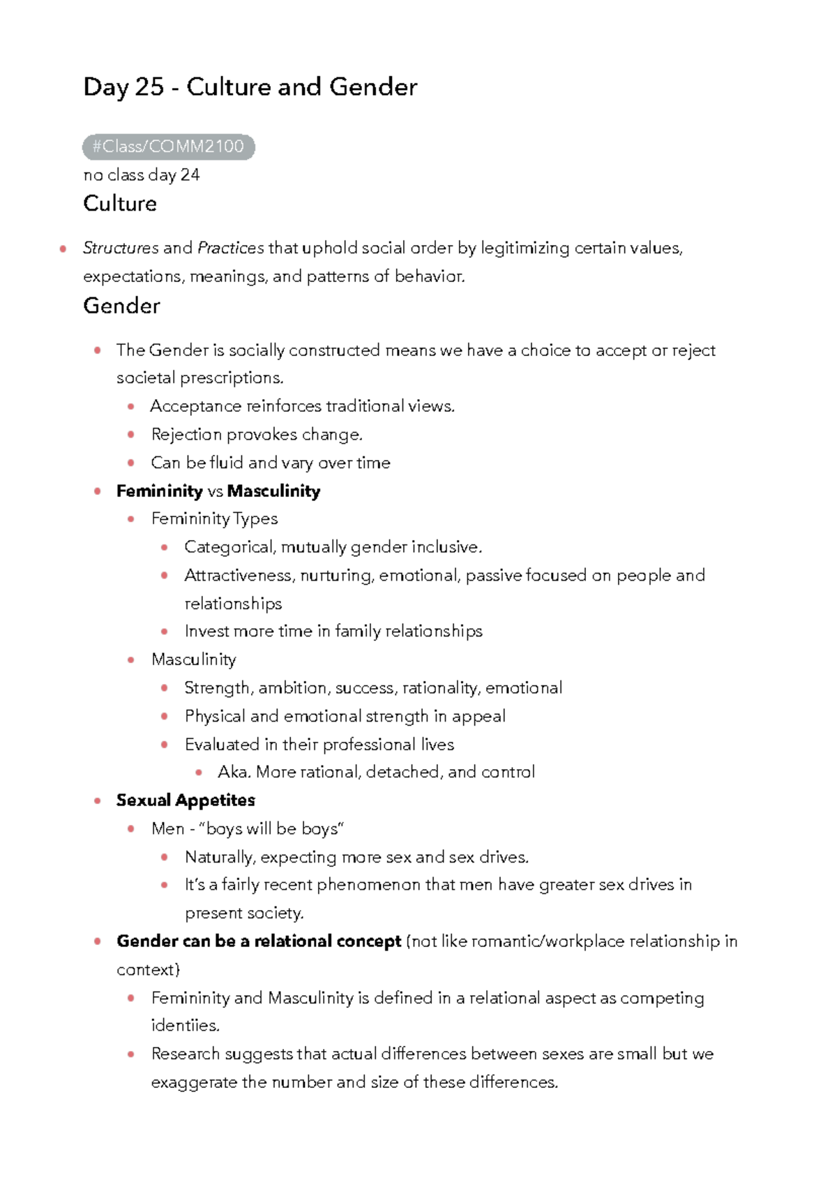 Day 25 - Culture and Gender - Gender The Gender is socially constructed ...