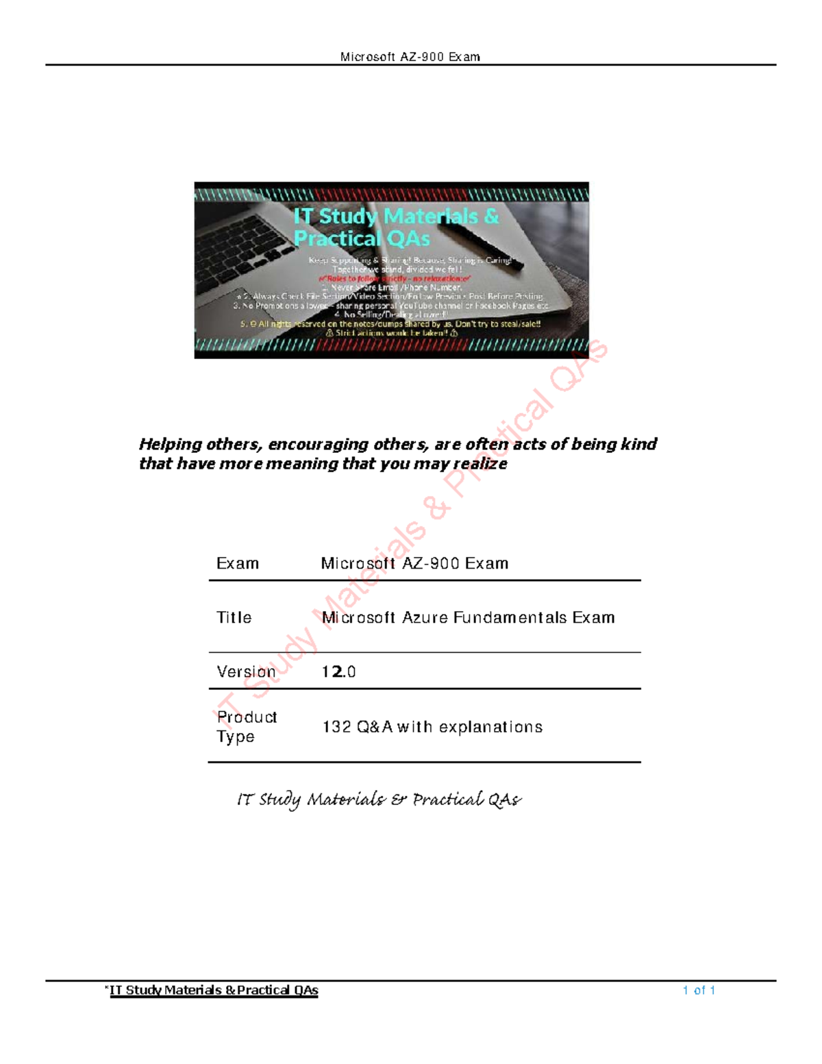 AZ-900 updated - Micr osof t AZ-900 Ex am “ IT Study Materials ...