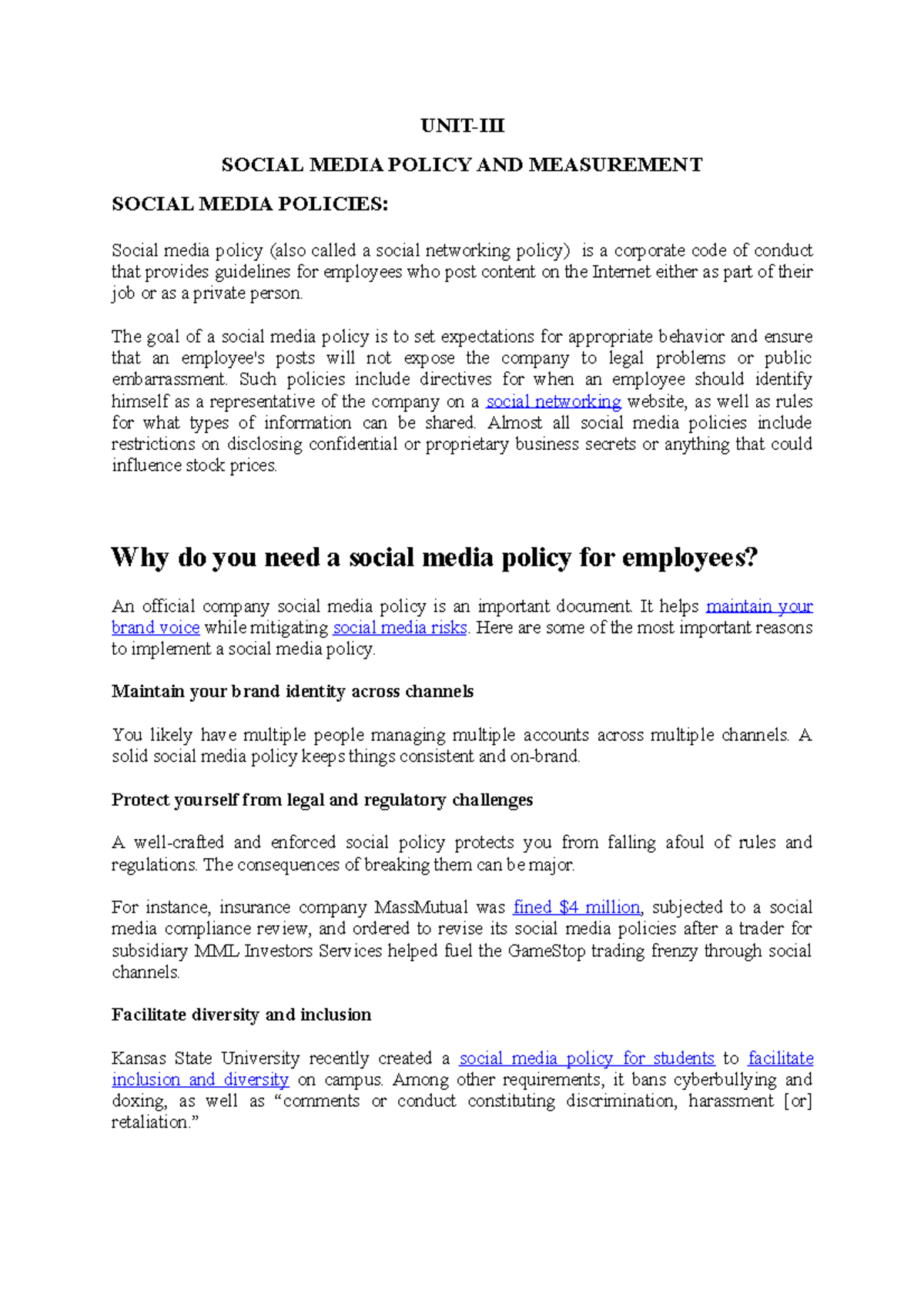 UNIT-III - It's about social media subject mba lecture notes - UNIT-III ...