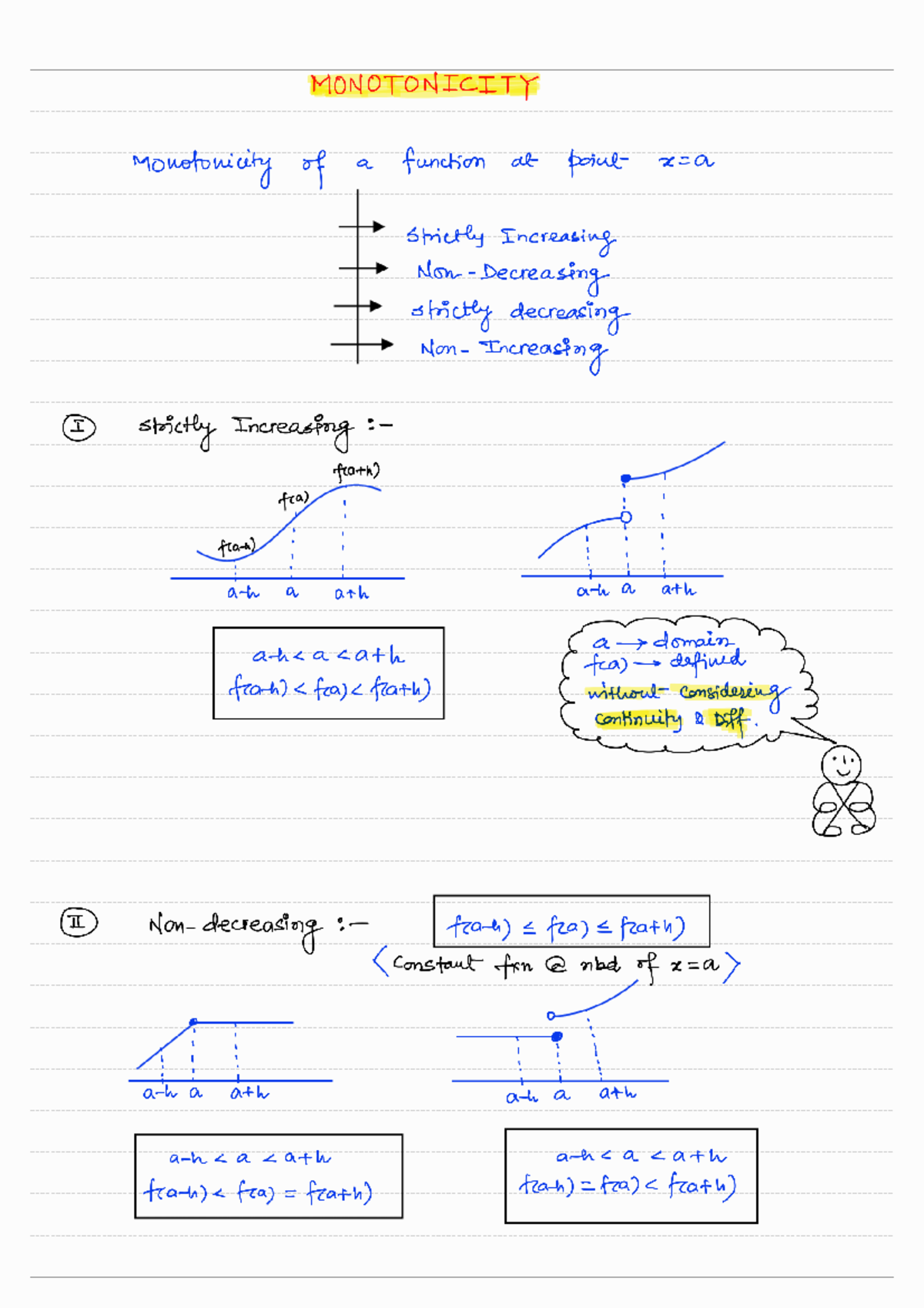 AOD 5 - Maths - MONOTONICITY Monotonicity of a function at point Strictly Increasing strictly ...