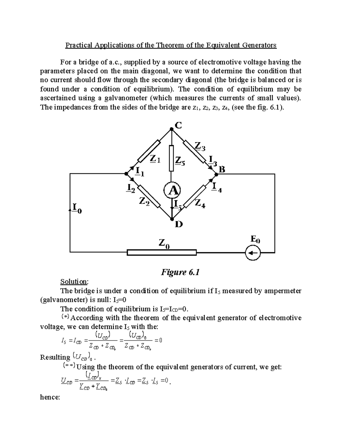 Practical Applications of the Theorem of the Equivalent Generators ...