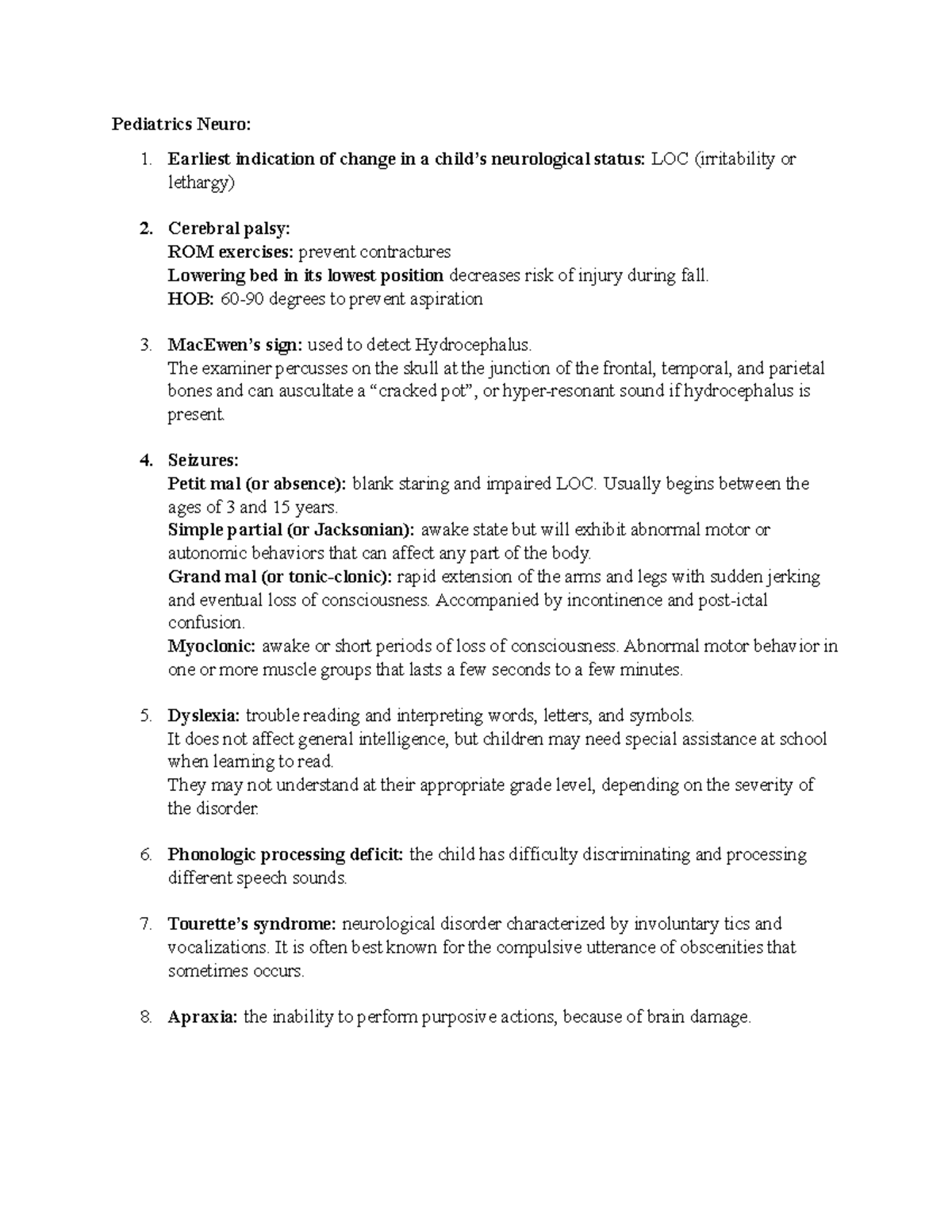 Pediatrics Neuro - Pediatrics Neuro: Earliest indication of change in a ...
