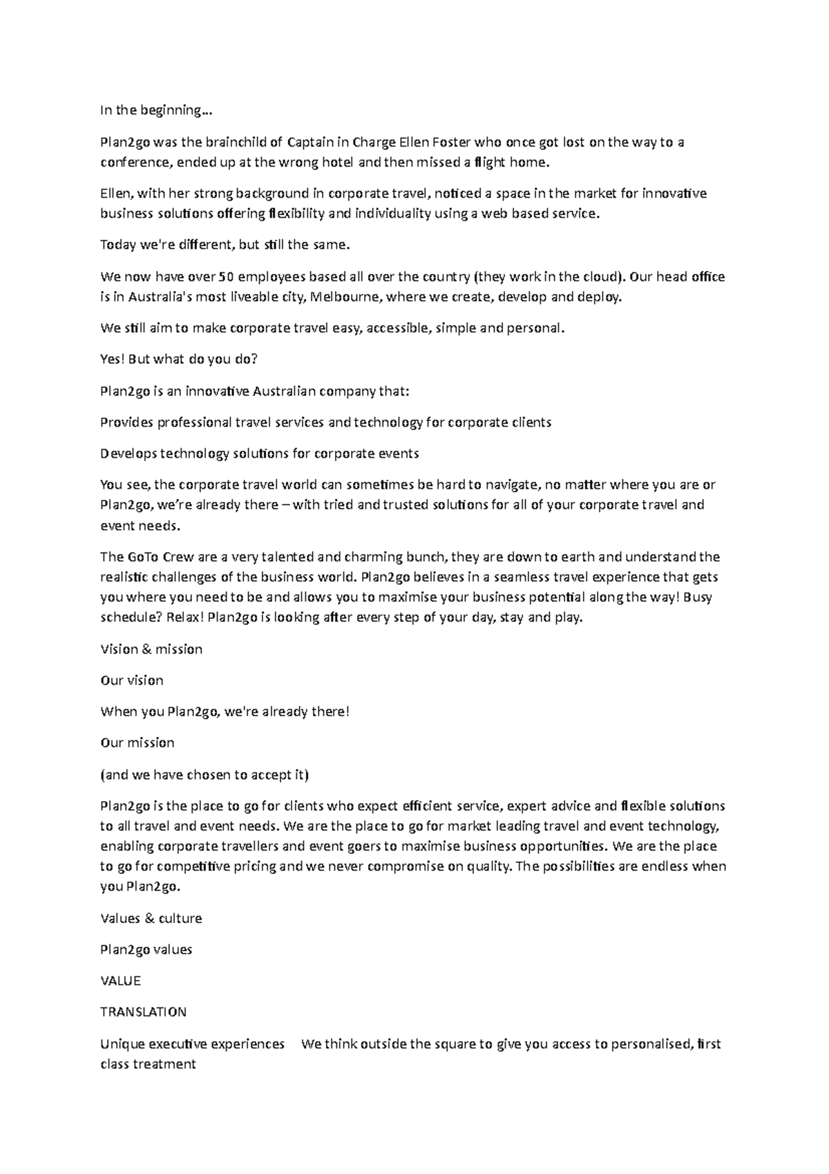 Part2 Plan2go about Us start - ICT40518 - TAFE NSW - Studocu