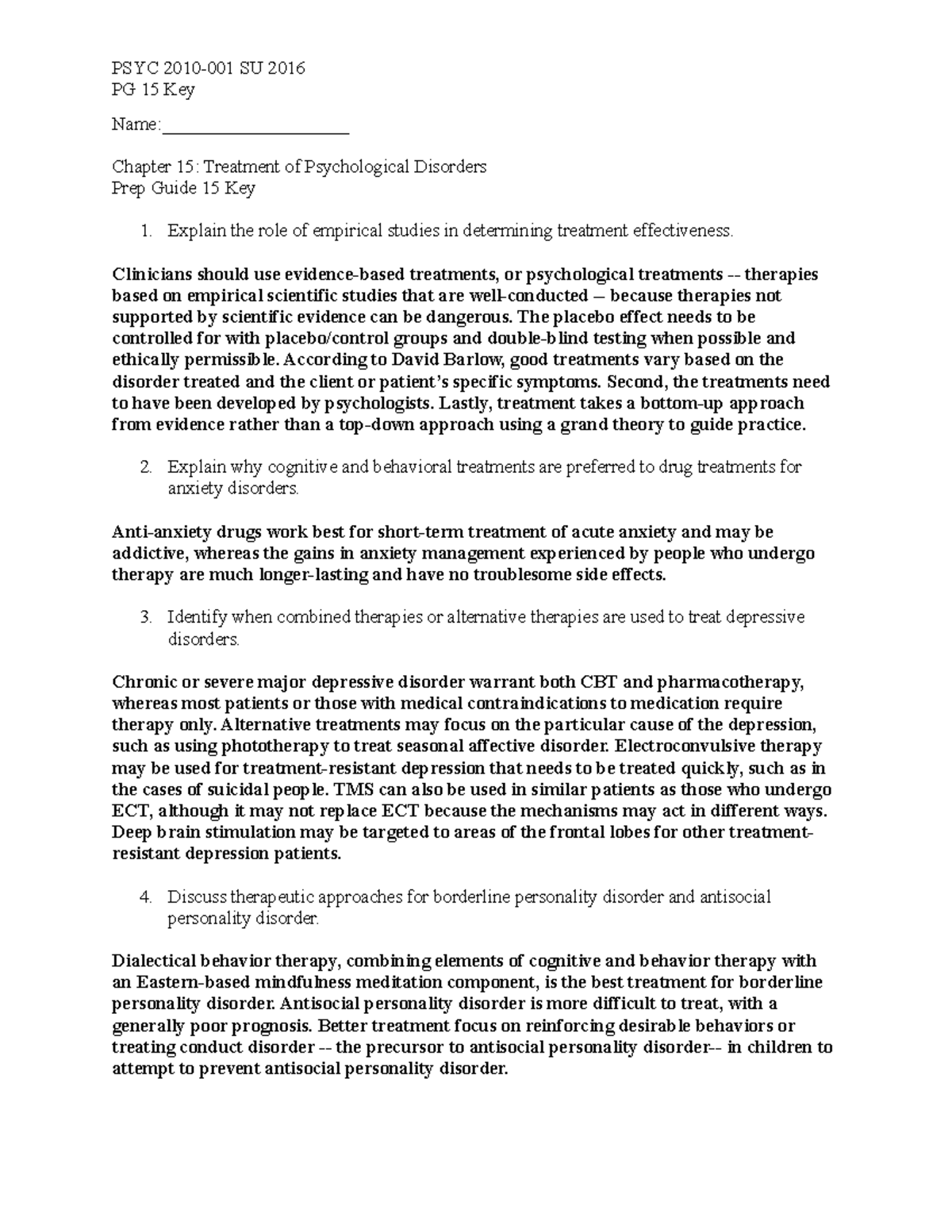 Prep Guide 15 Key - PSYC 2010-001 SU 2016 PG 15 Key Name ...
