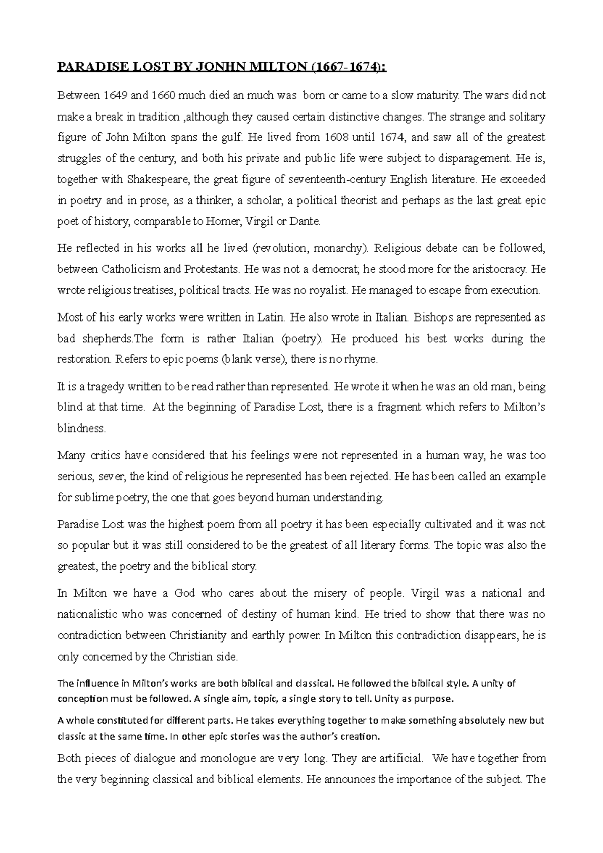 Resumen - Paradise Lost by Jonhn Milton - PARADISE LOST BY JONHN MILTON ...