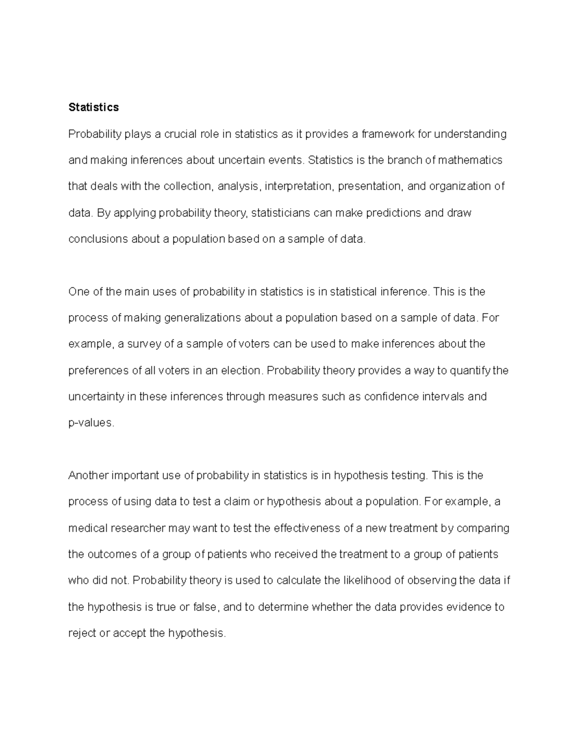 Probability course outline applications of probability - Statistics ...