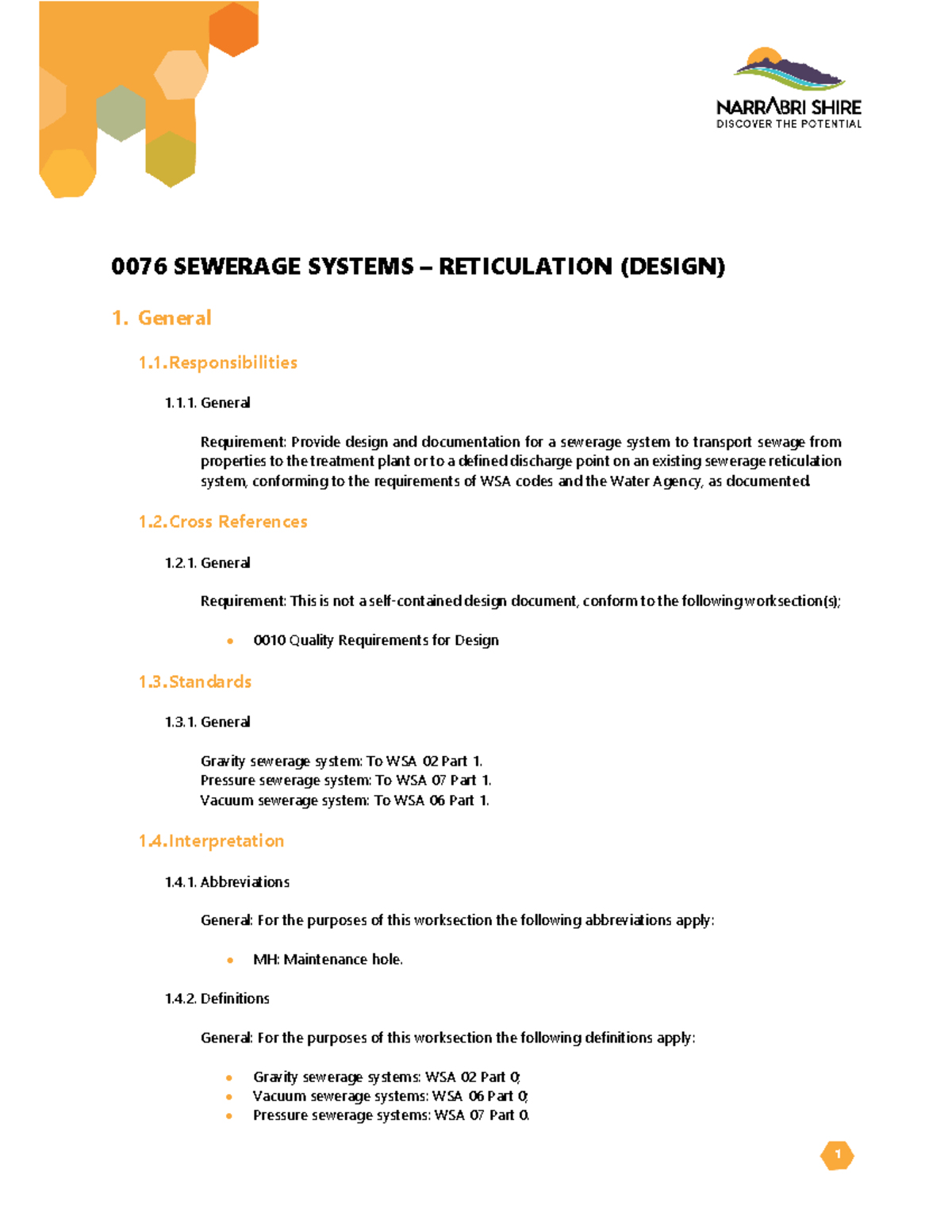 0076 sewerage systems – reticulation design - 0076 SEWERAGE SYSTEMS ...