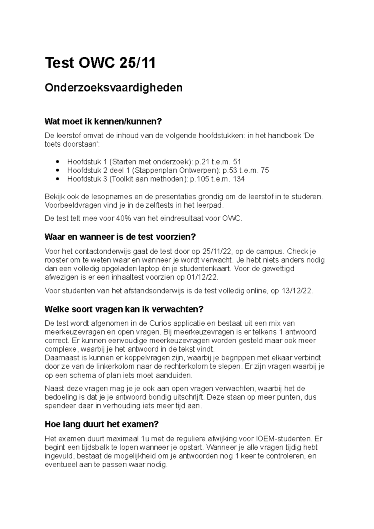 Test OWC - test owc - Test OWC 25/ Onderzoeksvaardigheden Wat moet ik ...