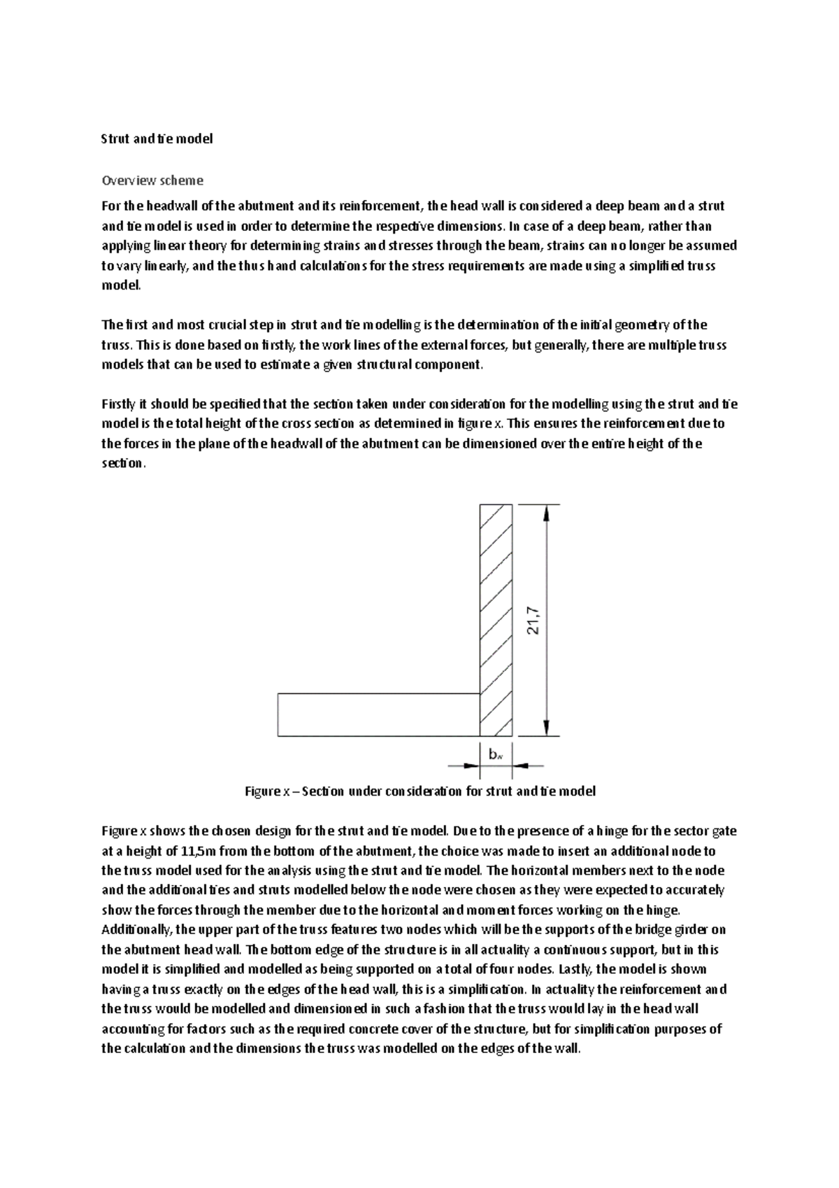 Example strut and tie model HS1 exercise - Strut and tie model Overview ...