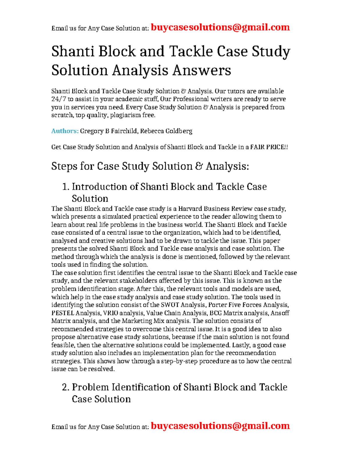 Shanti Block and Tackle Case Study Solution Analysis - Shanti Block and ...