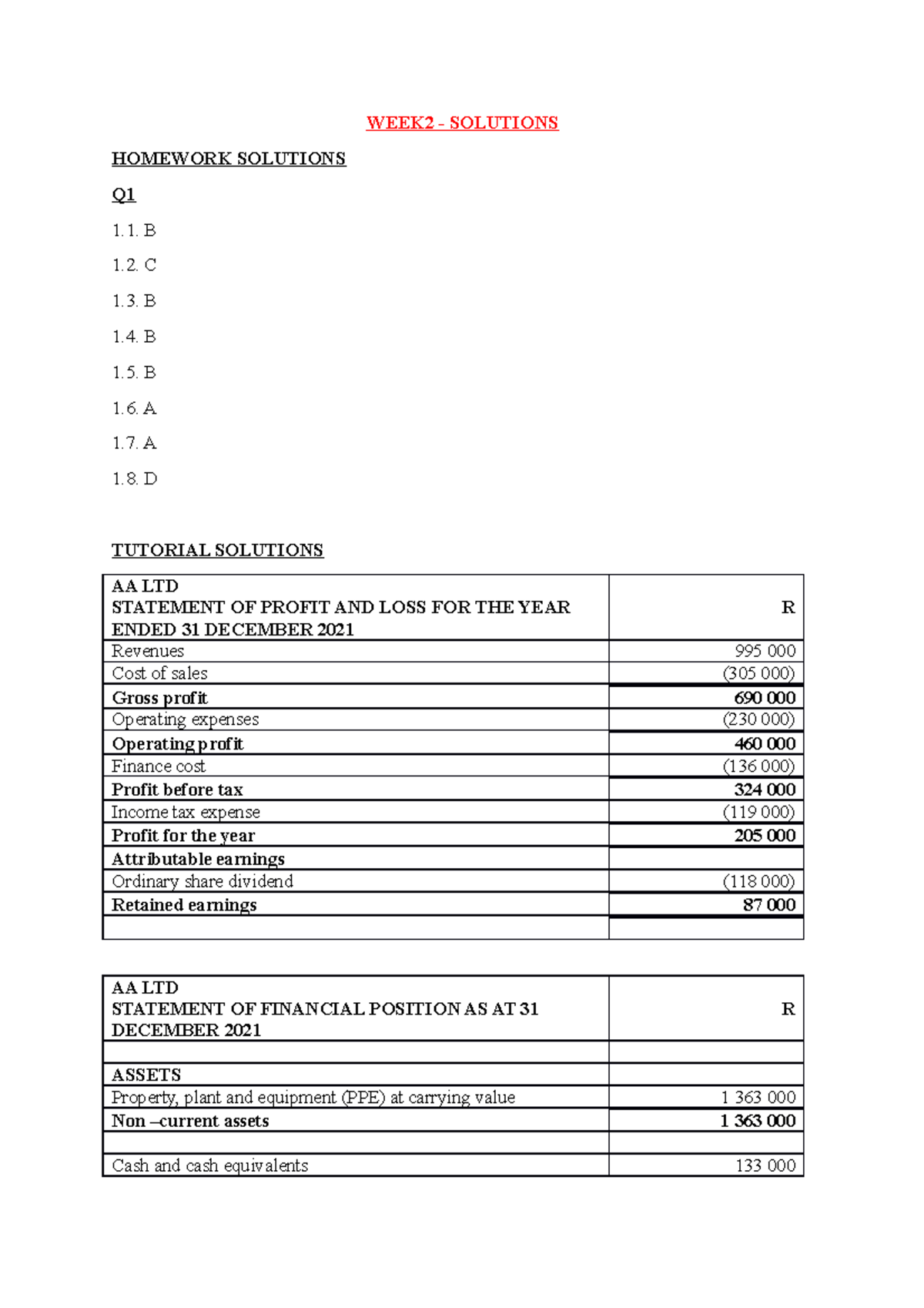 Homework and Tutorial Solutions - WEEK2 - SOLUTIONS HOMEWORK SOLUTIONS ...