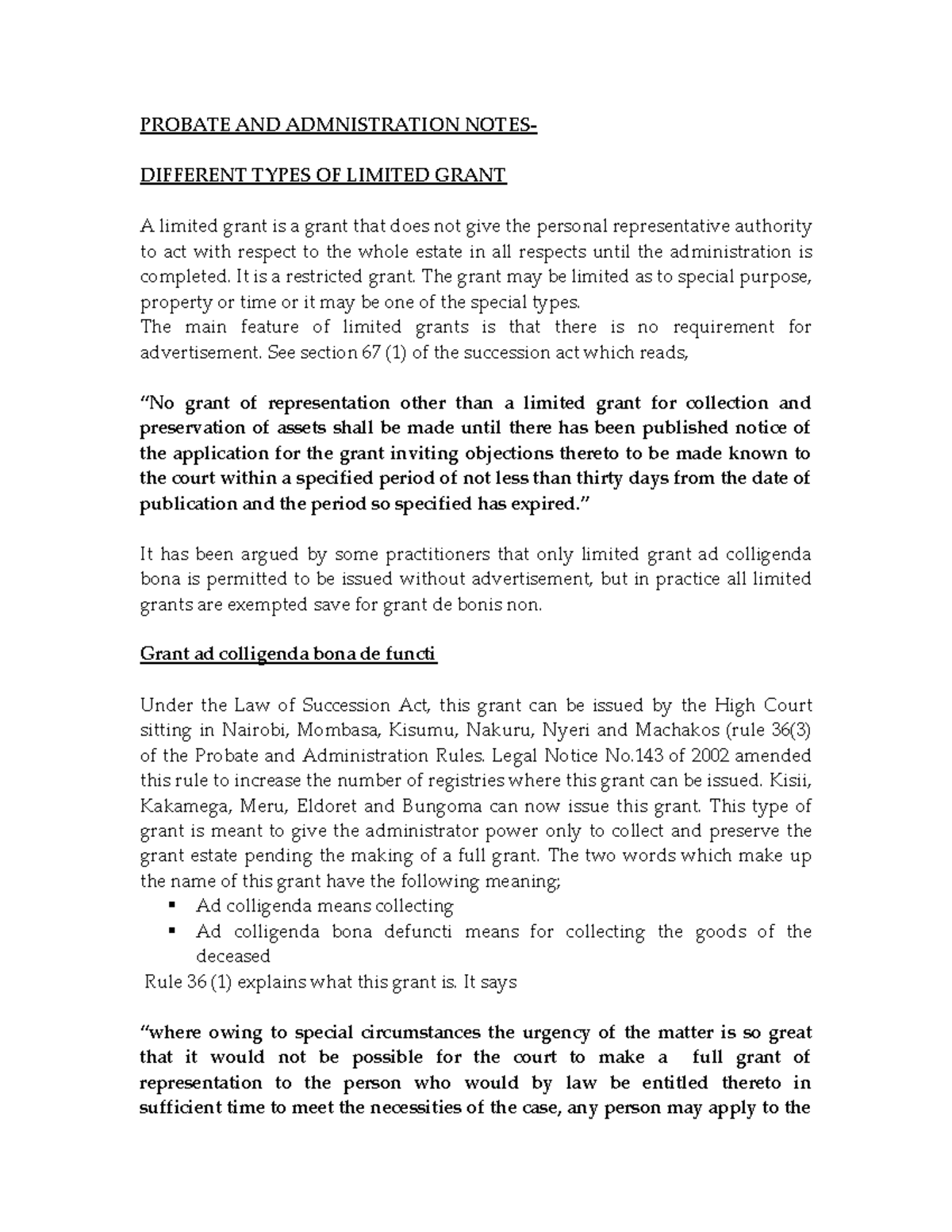 Types OF Grants - Best - PROBATE AND ADMNISTRATION NOTES- DIFFERENT ...