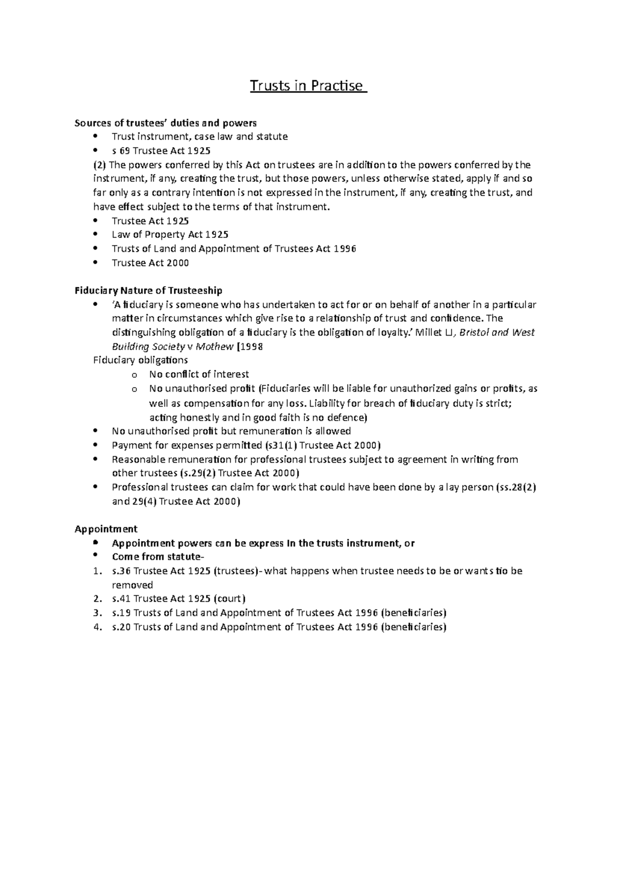 Trusts in Practise - Trusts in Practise Sources of trustees’ duties and ...