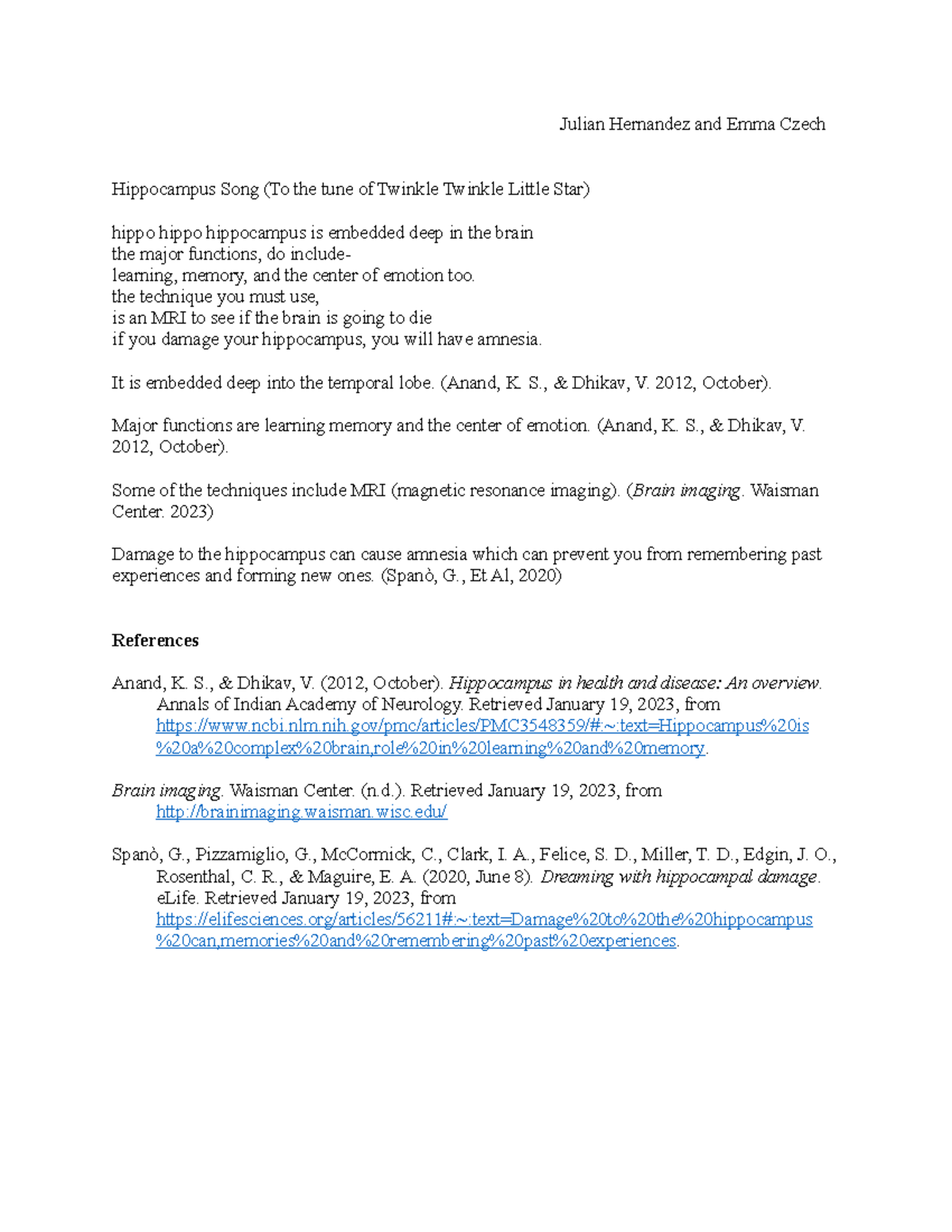 Mini-Brain Project - The purpose of this exercise is to familiarize ...