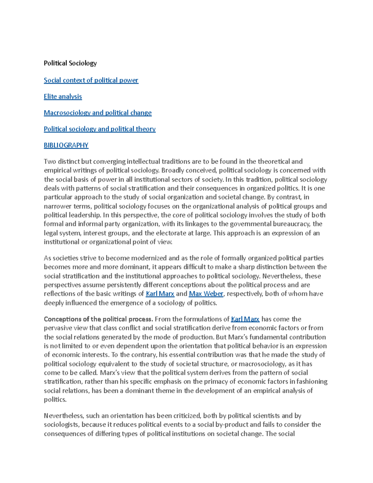 A short intro to political sociology - Political Sociology Social ...