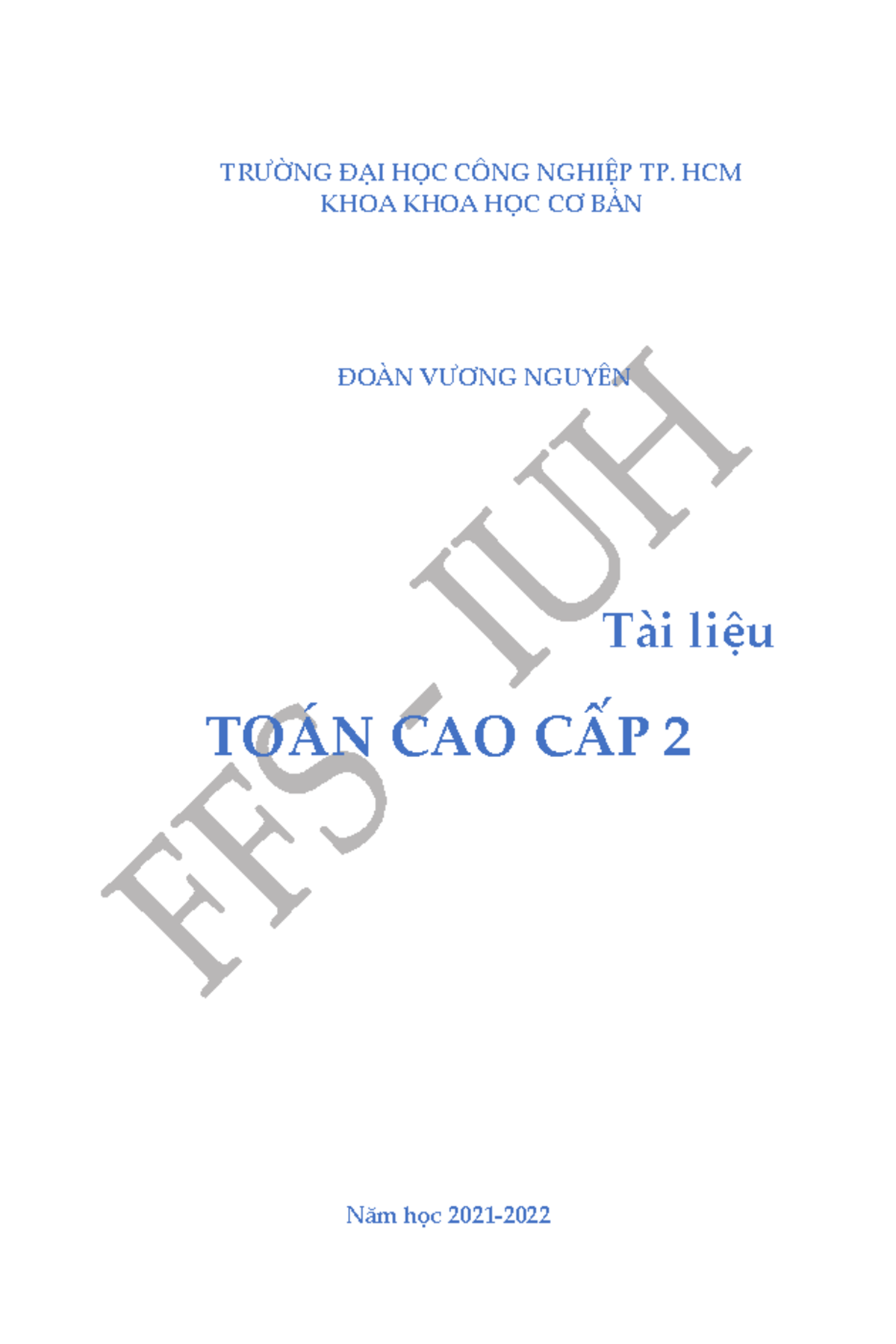 Tai Lieu TCC 2 - Toán cao cấp 2 - Studocu