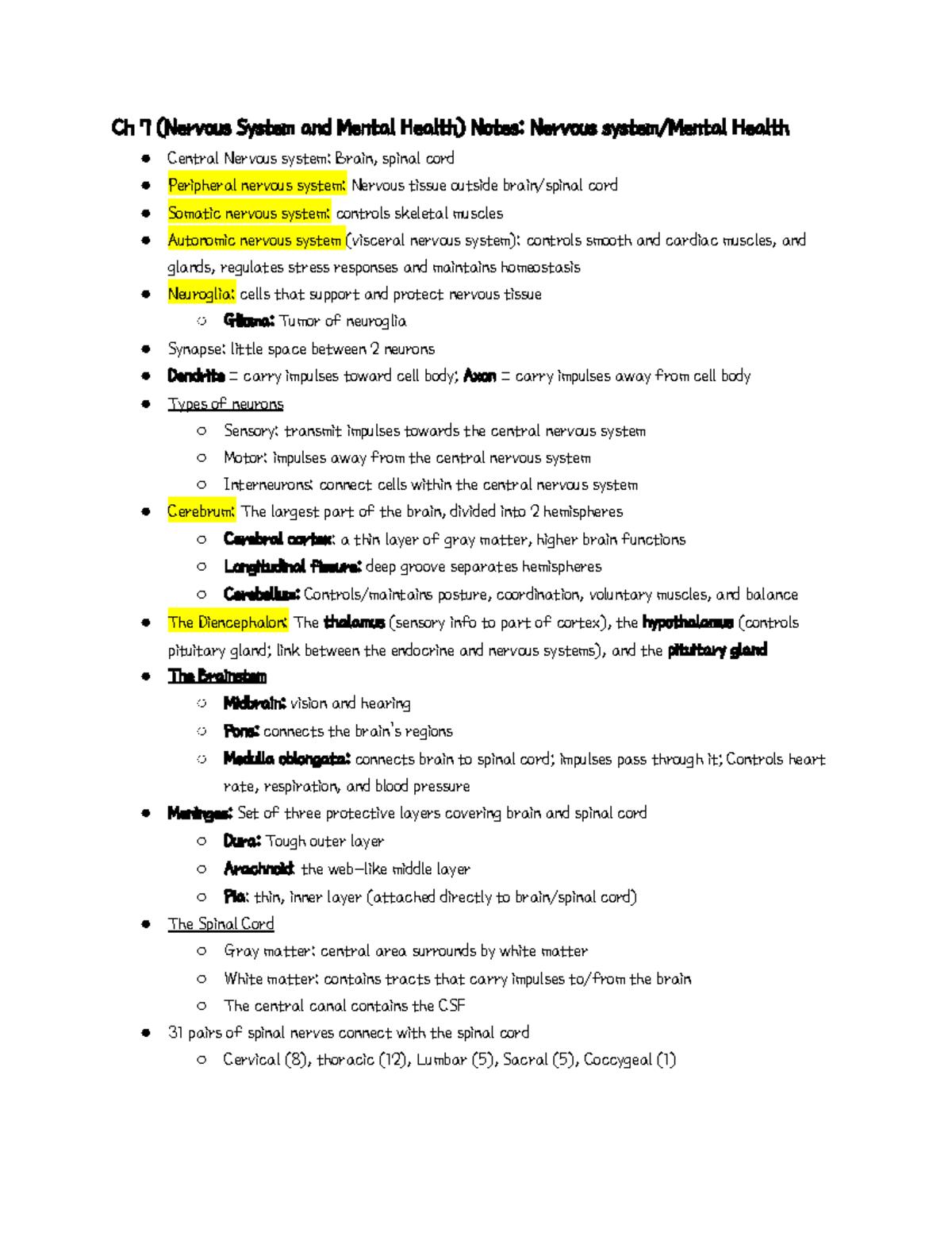 Medical Terminology- Mod 4 (ch7-8) - Ch 7 (Nervous System and Mental ...