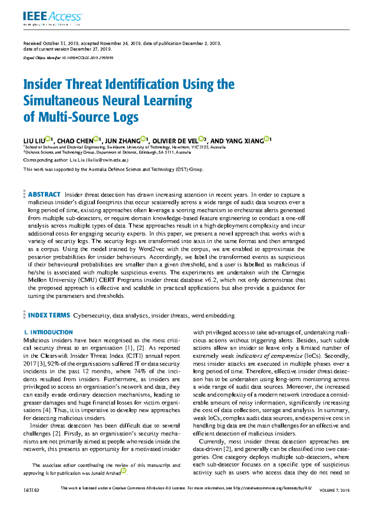 Insider Threat Identification Using the Simultaneous Neural Learning of ...