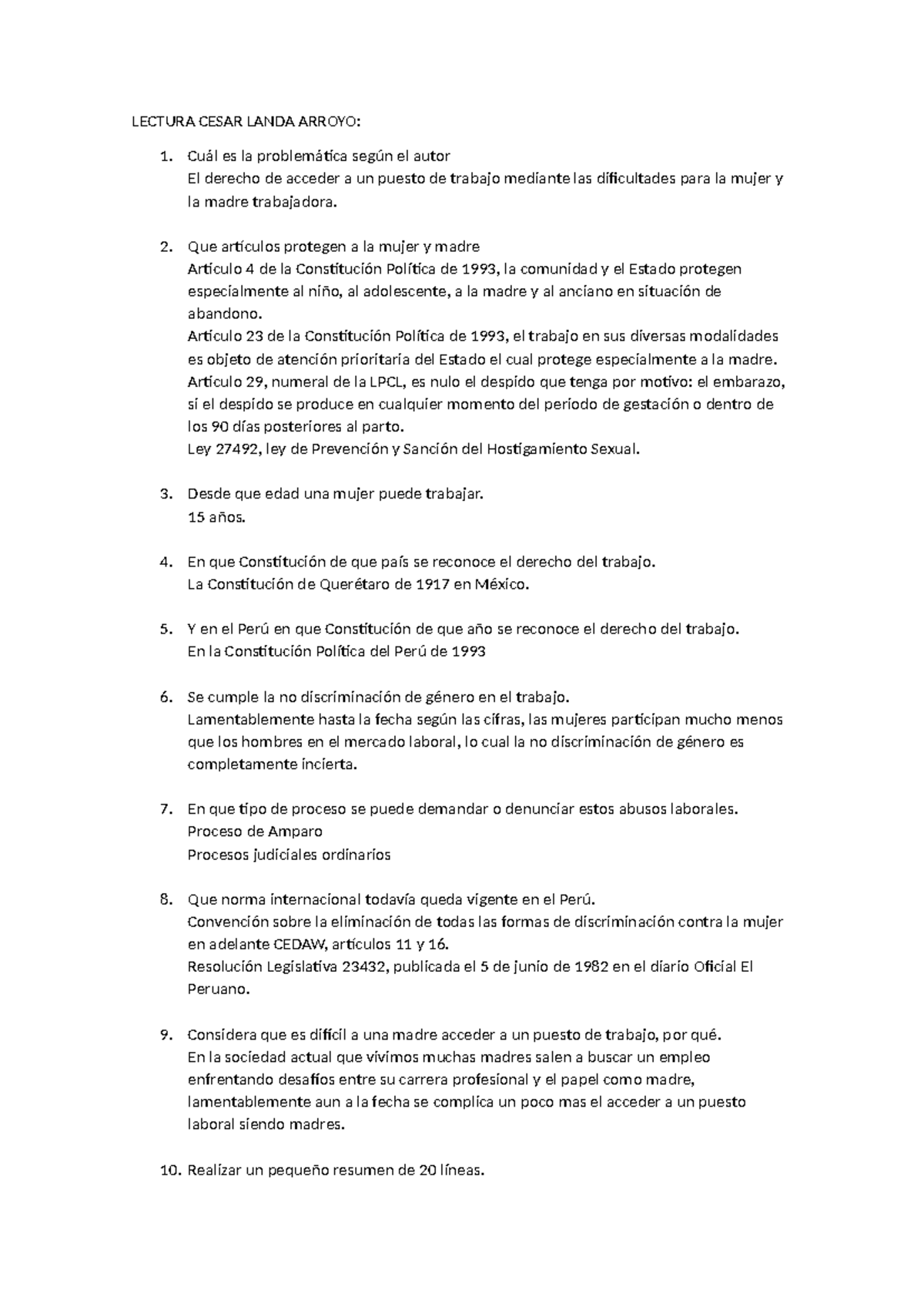 Lectura Cesar Landa Arroyo, derecho laboral - LECTURA CESAR LANDA ...