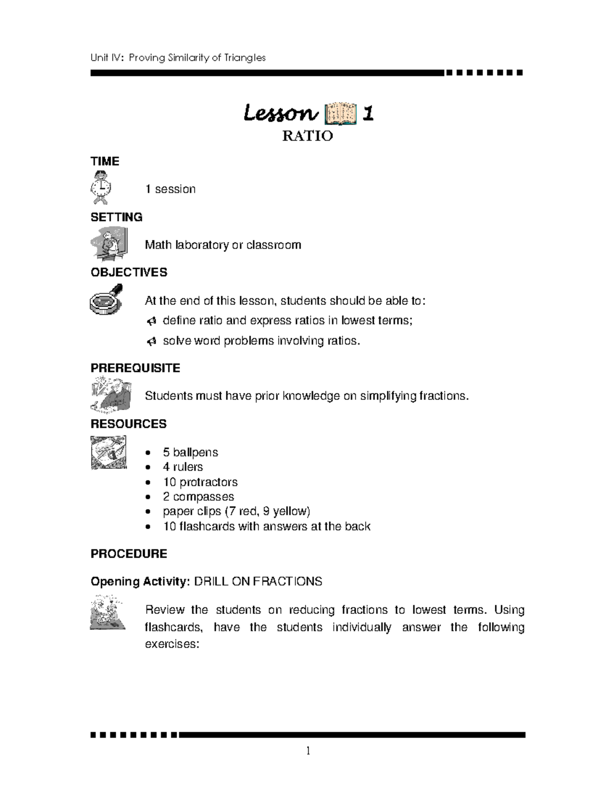 APEX Math Triangles Unit 4 Lesson 1-10 - Lesson 1 RATIO TIME 1 session ...