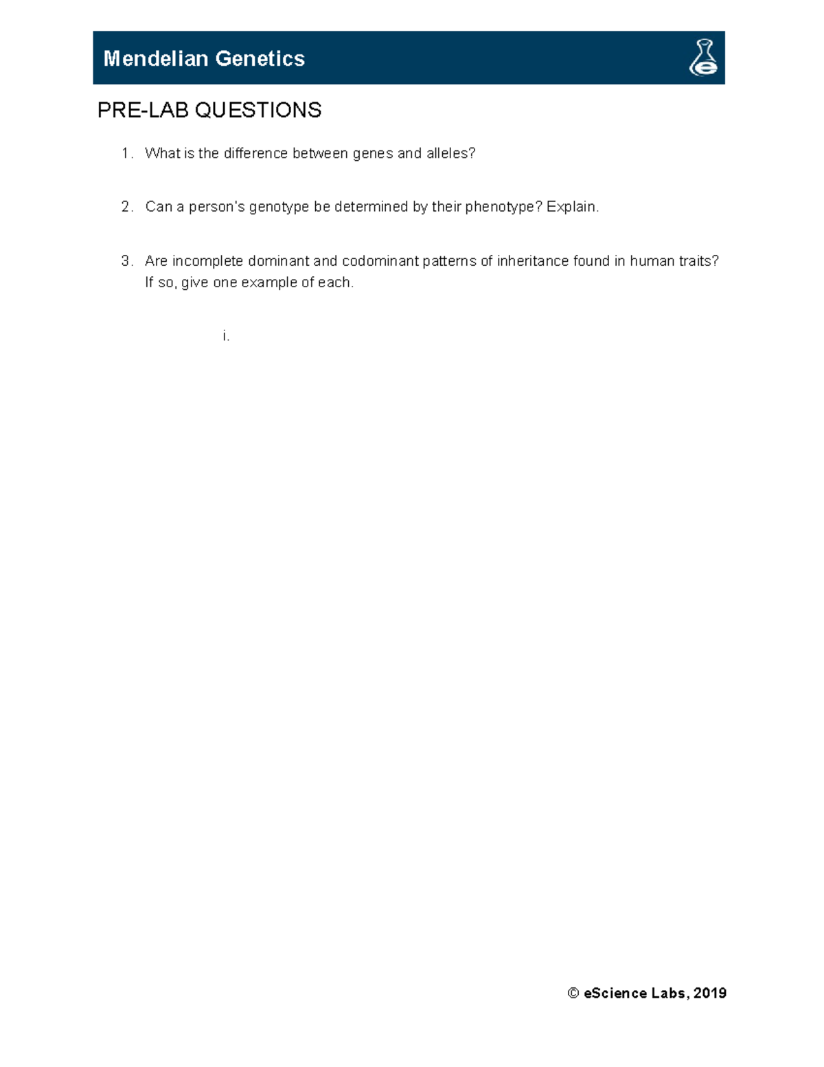GB 5050 L08 Mendel - Lab - PRE-LAB QUESTIONS 1. What is the difference ...