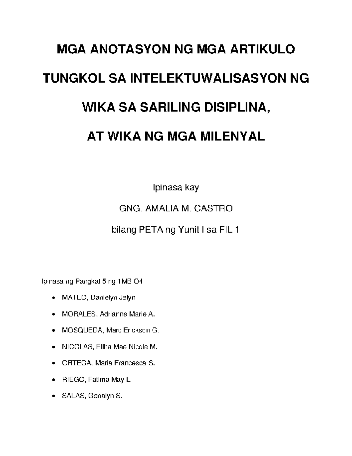 Anotasyon sa Wikang FIlipino - MGA ANOTASYON NG MGA ARTIKULO TUNGKOL SA ...