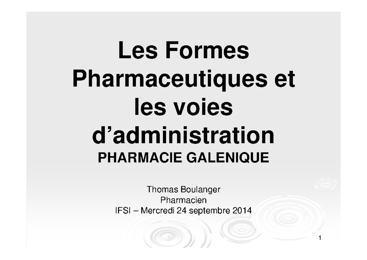 Les forme spharmaceutiques - Les Formes Les Formes Pharmaceutiques et ...