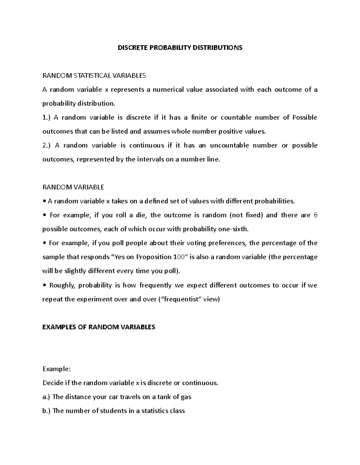 Discrete Probability Distributions - DISCRETE PROBABILITY DISTRIBUTIONS ...