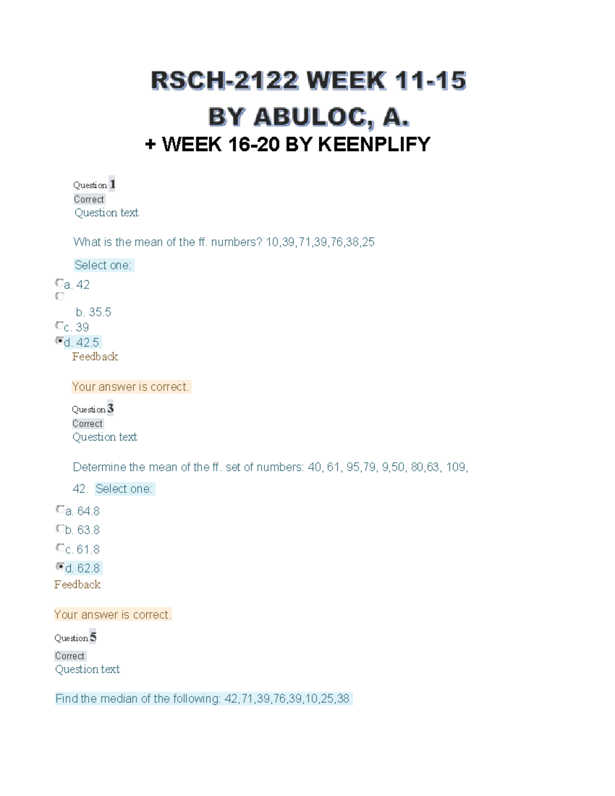 RSCH 2122 WEEK 11 20 Abuloc A - + WEEK 16-20 BY KEENPLIFY Question 1 ...