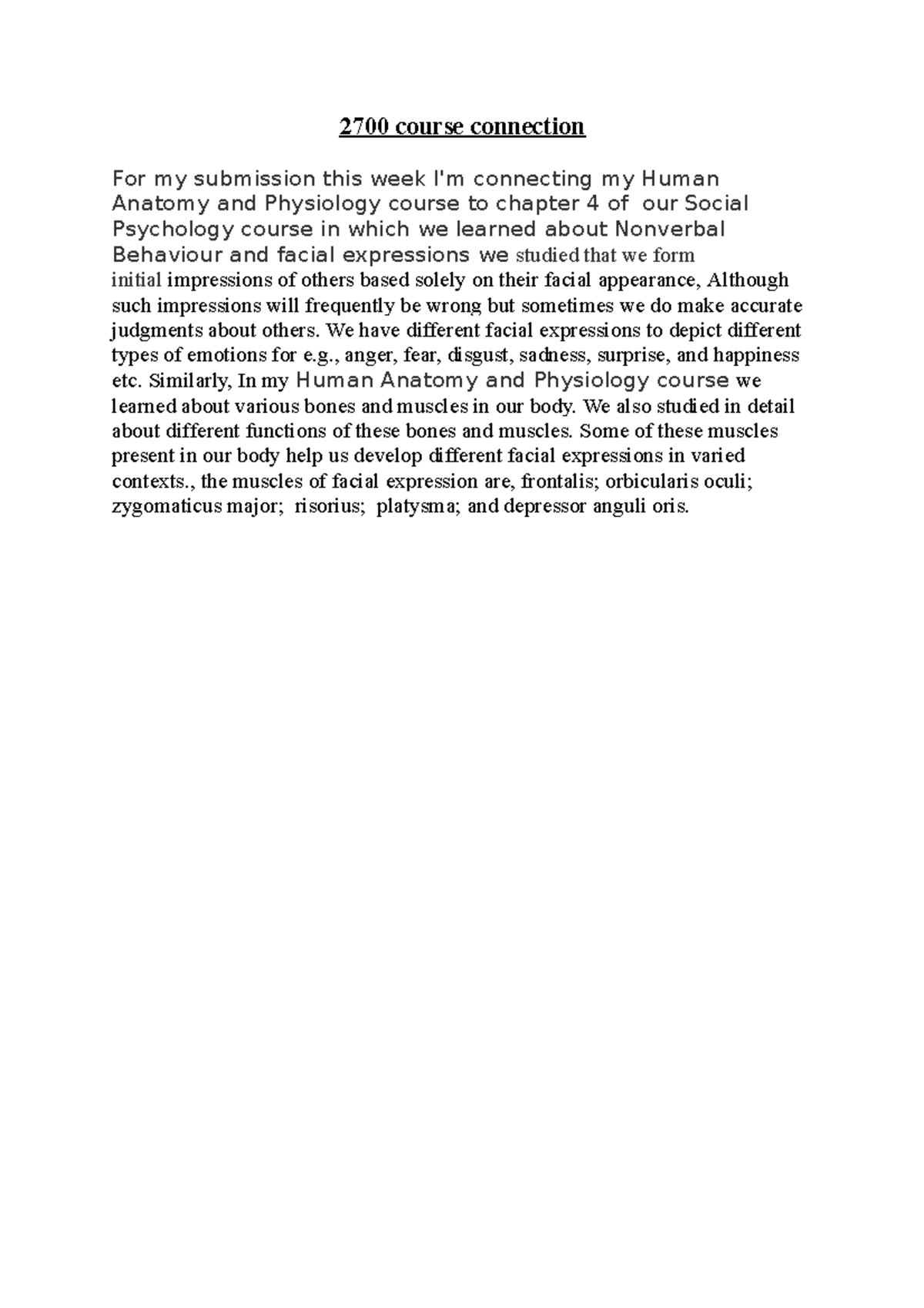 2700 course connection - 2700 course connection For my submission this ...