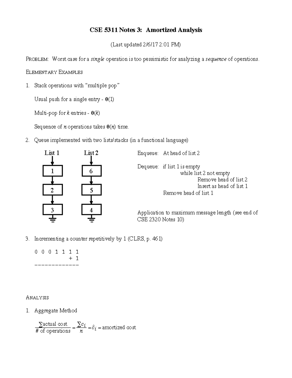 Notes 03 - Hashing - CSE 5311 Notes 3: Amortized Analysis (Last updated ...