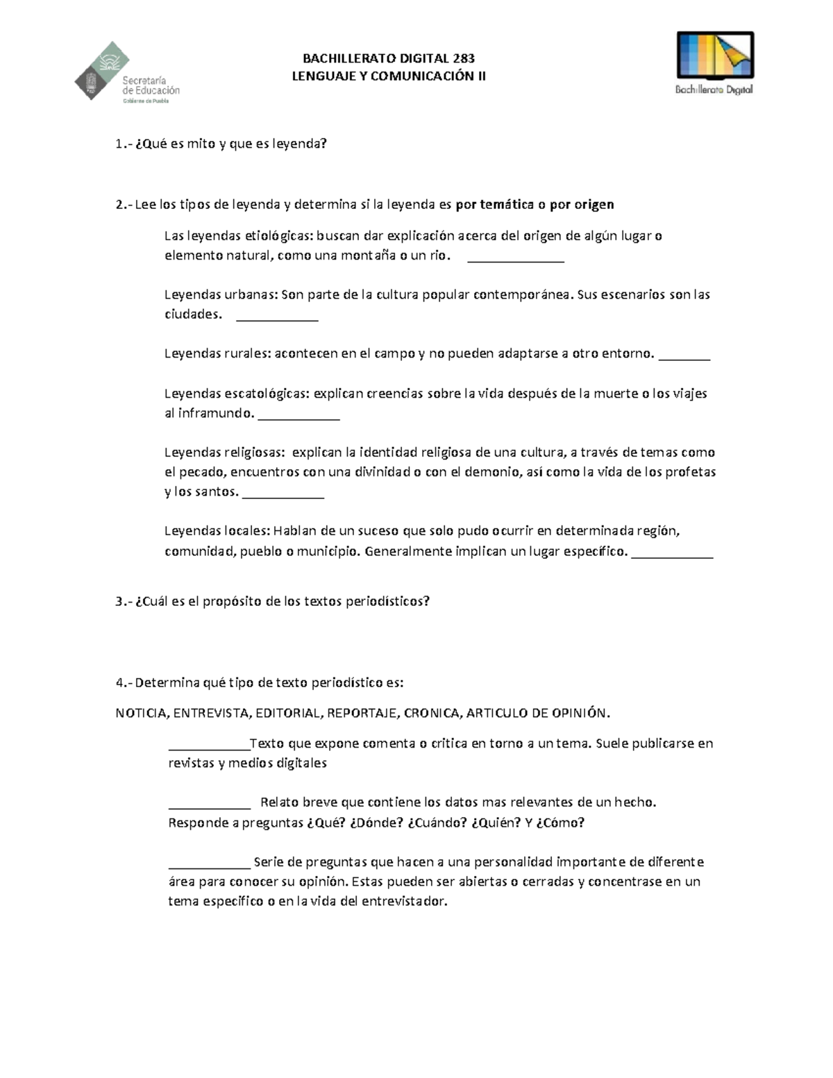GUIA 3 Parcial 1 AÑO - BACHILLERATO DIGITAL 283 LENGUAJE Y COMUNICACIÓN II ¿Qué es mito y que es ...