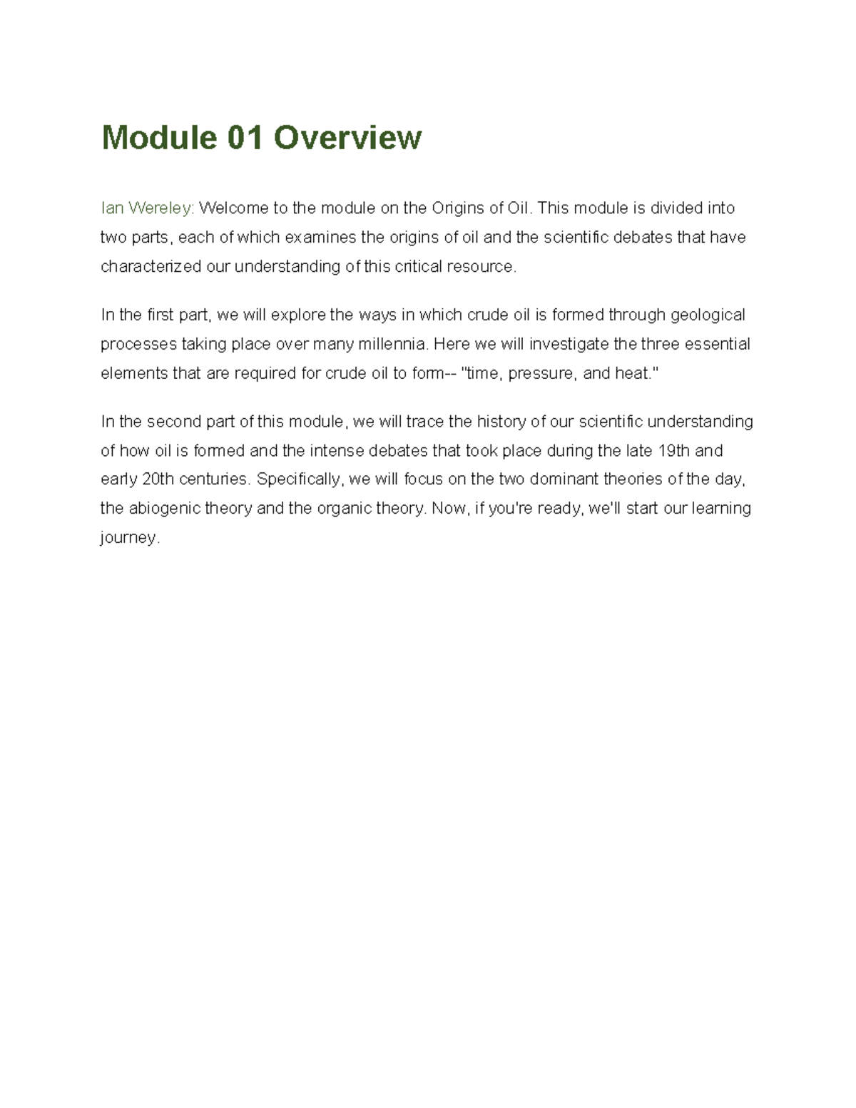 Module 01 Overview - fbcfhfc - Module 01 Overview Ian Wereley: Welcome ...