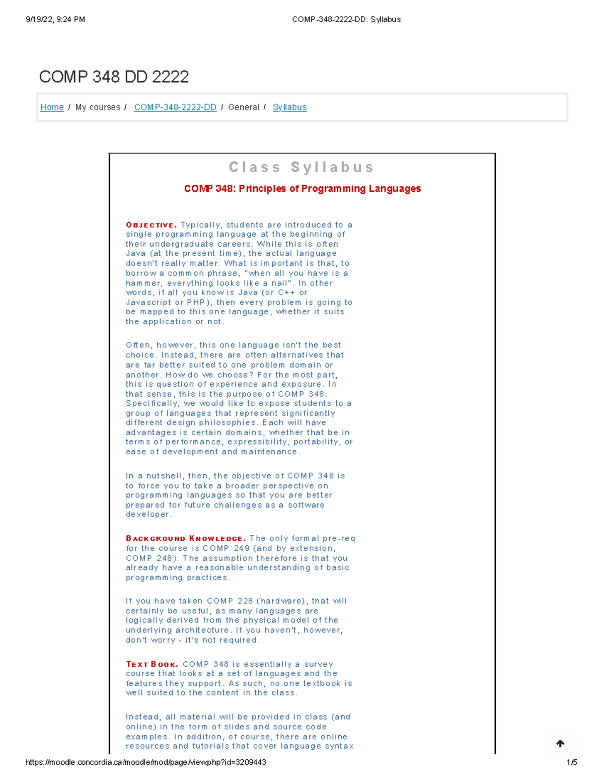 Comp 348 2222 Dd Syllabus Home My Courses Comp 348 2222 Dd General Syllabus Comp 348