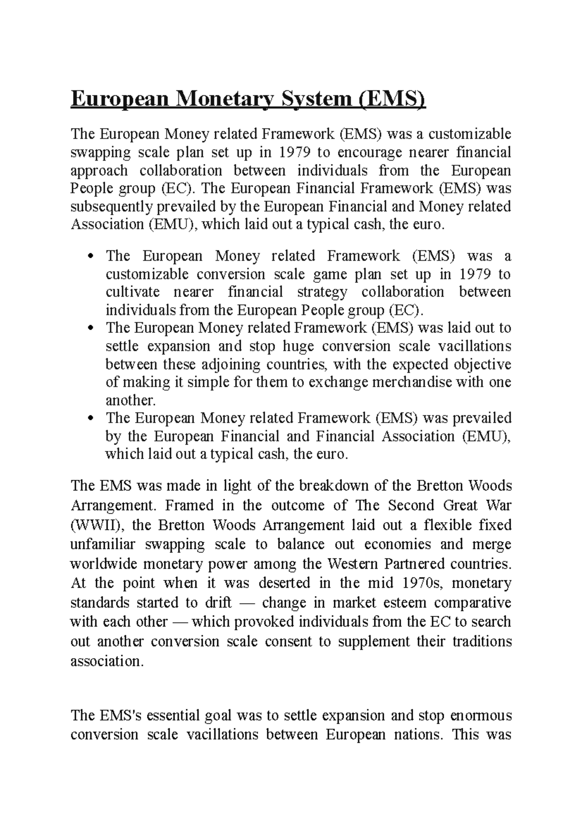 European Monetary System (EMS) - The European Financial Framework (EMS ...
