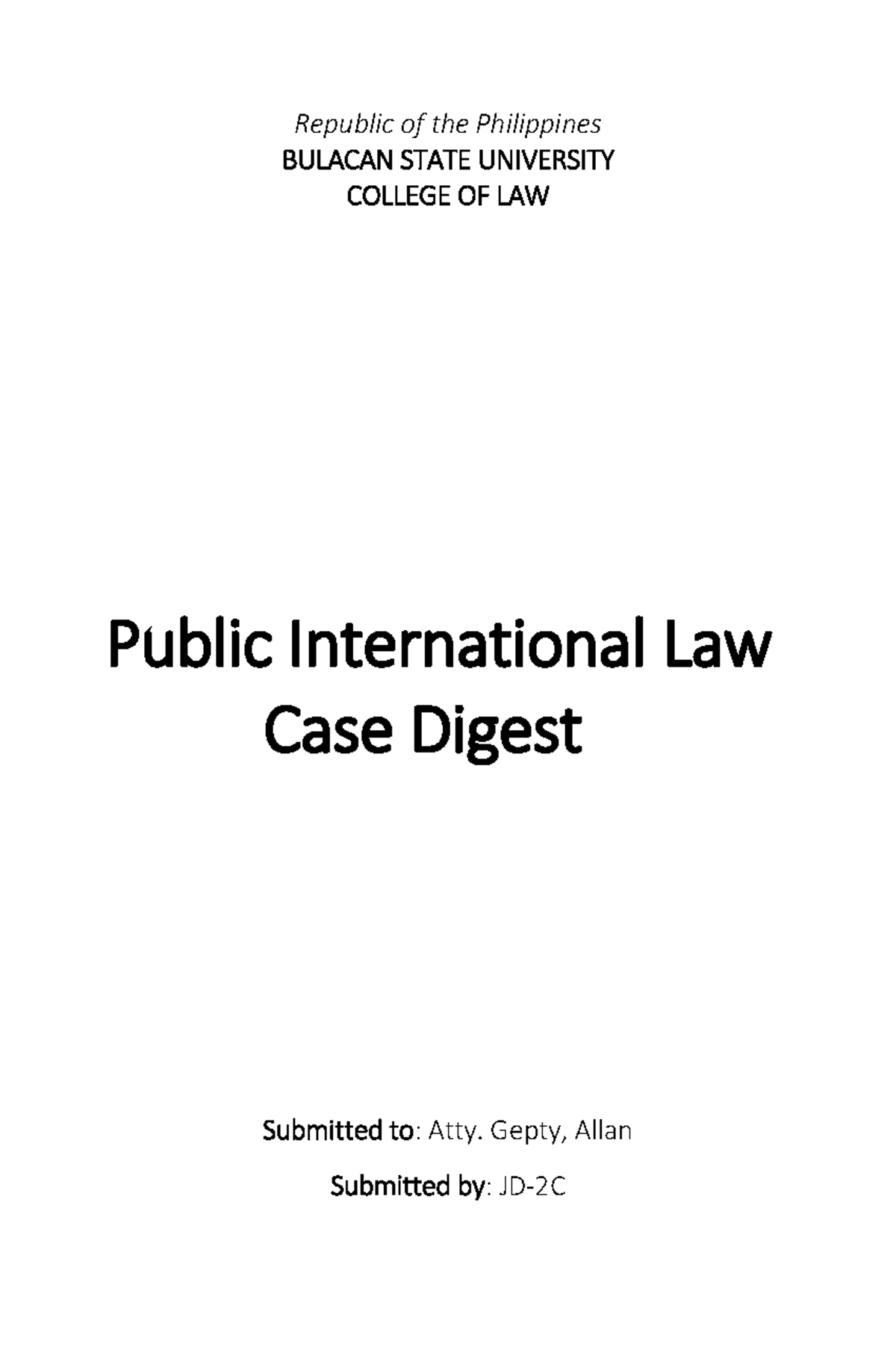 PIL case digest compilation - Republic of the Philippines BULACAN STATE ...