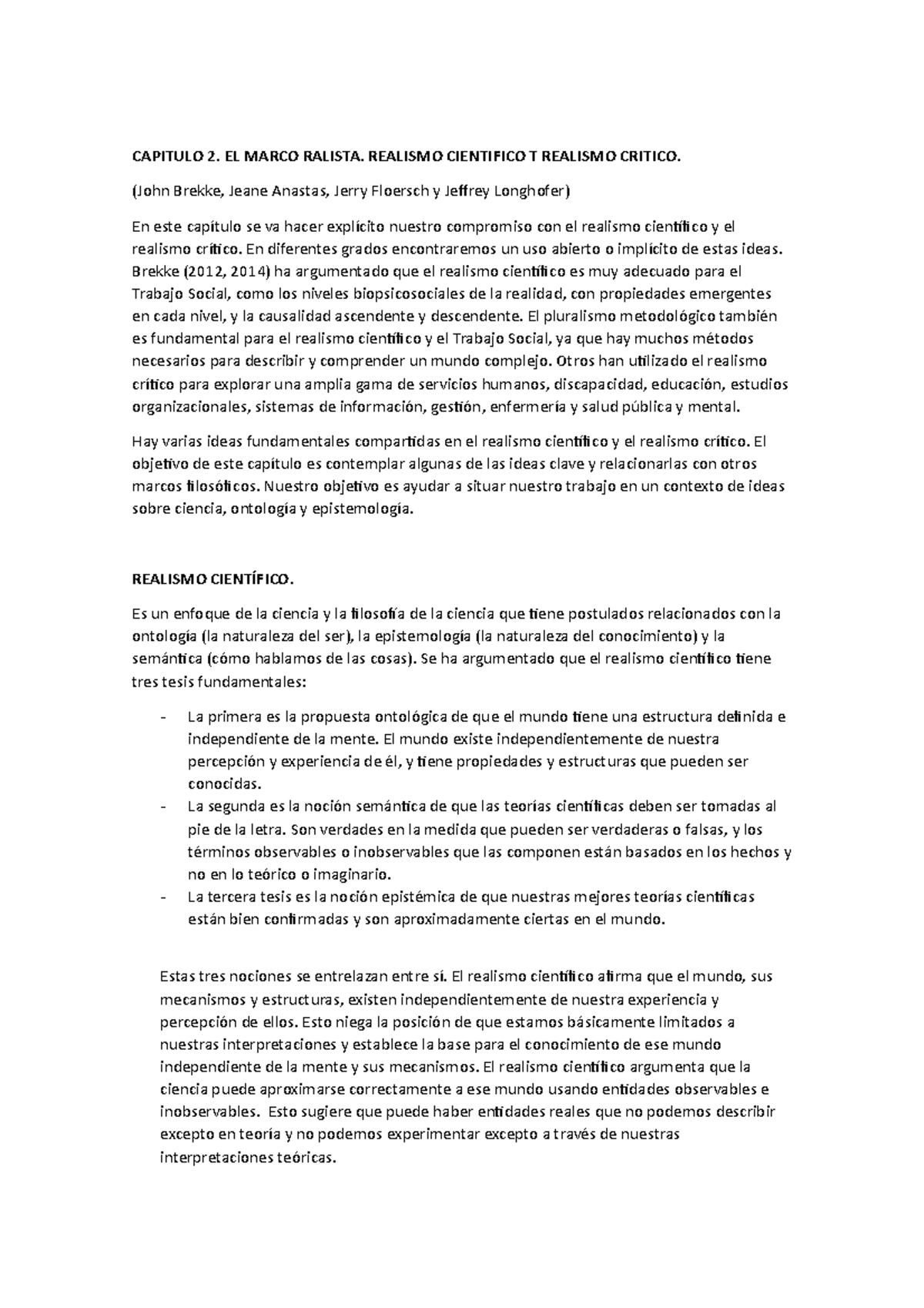 Resumen tema 2 PEC - pec - CAPITULO 2. EL MARCO RALISTA. REALISMO ...