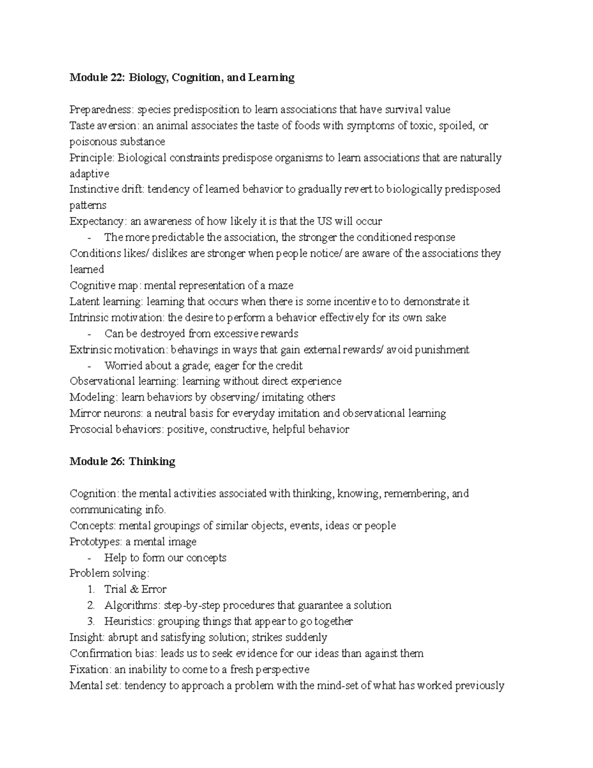 General Psych 1101 Module 22 & 26 - Module 22: Biology, Cognition, and ...