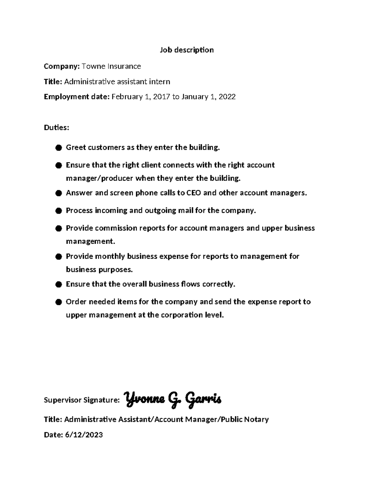 Job Description - Job description Company: Towne Insurance Title ...