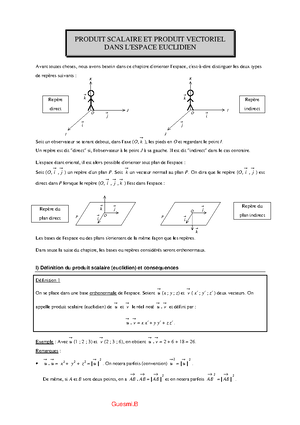 Produit vectoriel - Chapitre I : Rappel sur le calcul vectoriel I ...