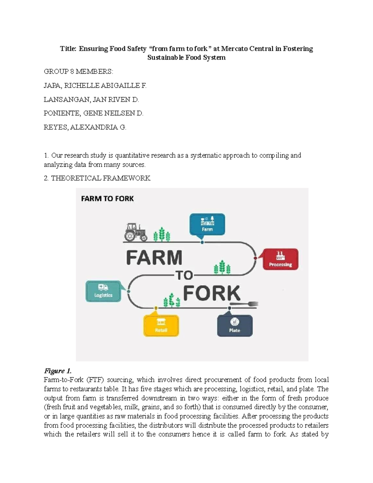 Group 8 Quantitative study - Title: Ensuring Food Safety “from farm to ...