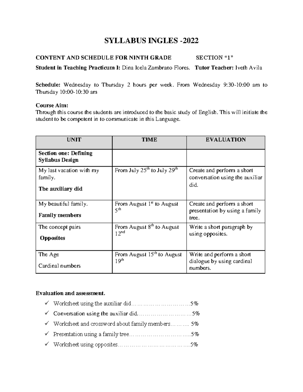 Syllabus - silabo en ingles - SYLLABUS INGLES - 2022 CONTENT AND ...