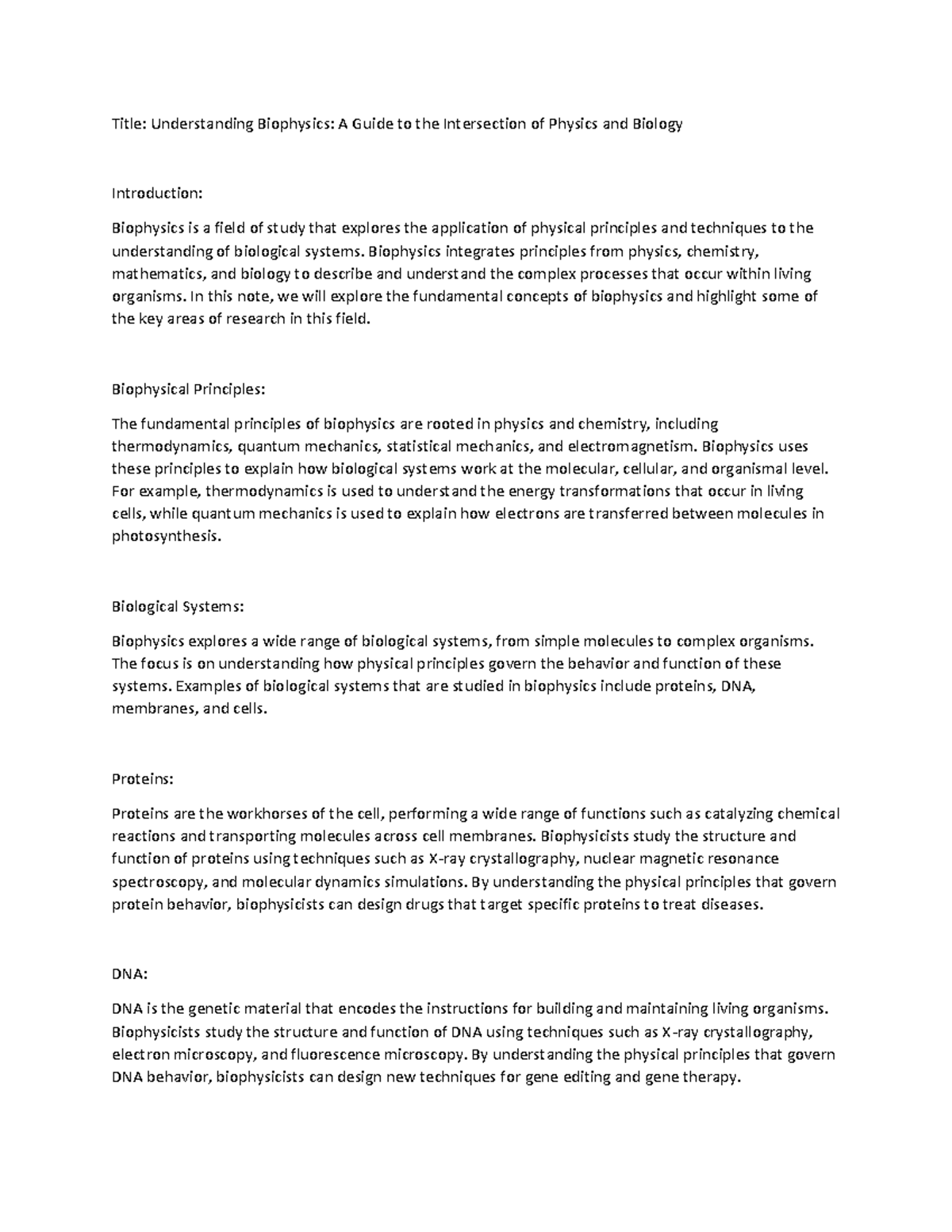 Understanding Biophysics: A Guide to the Intersection of Physics and ...