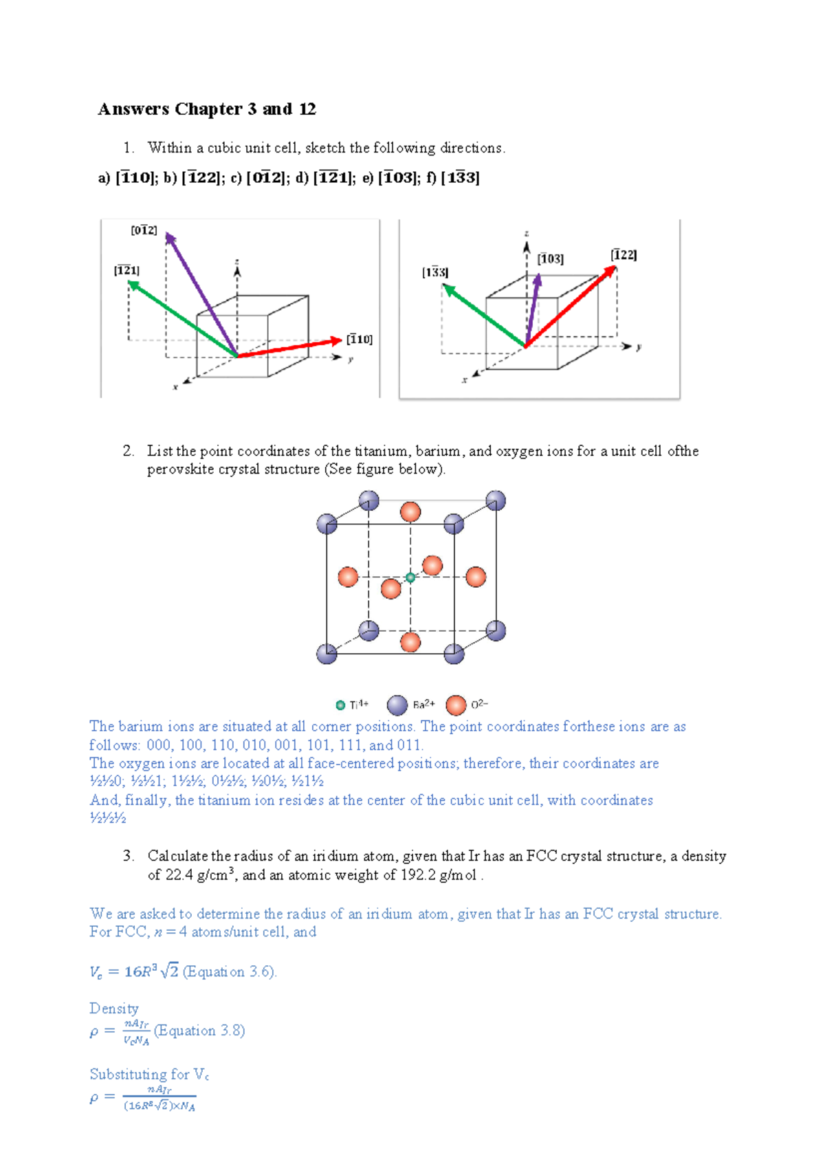 Answers Chapter 3 and 12 - Answers Chapter 3 and 12 Within a cubic unit ...