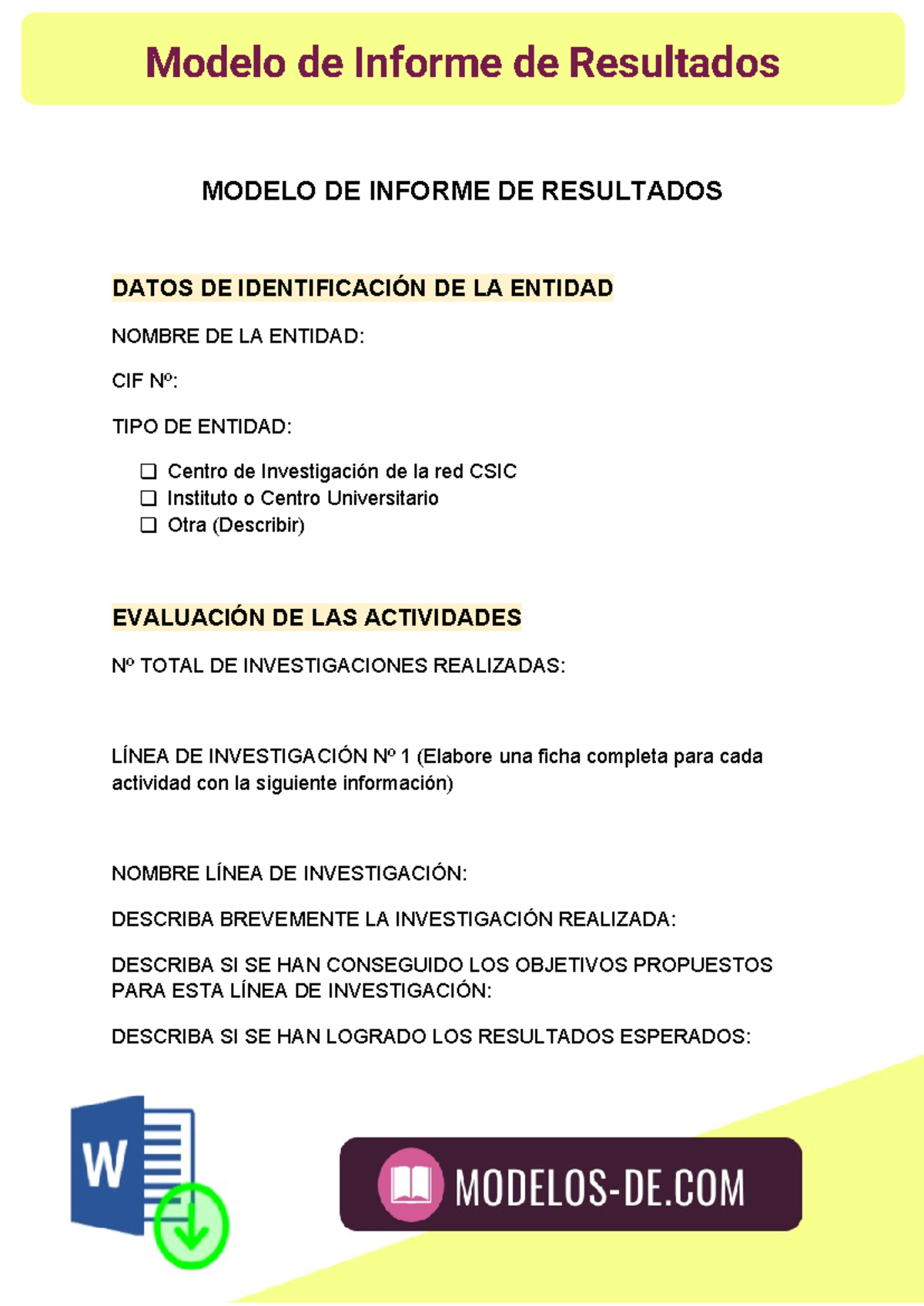 Strecch - 4r4r - MODELO DE INFORME DE RESULTADOS DATOS DE ...