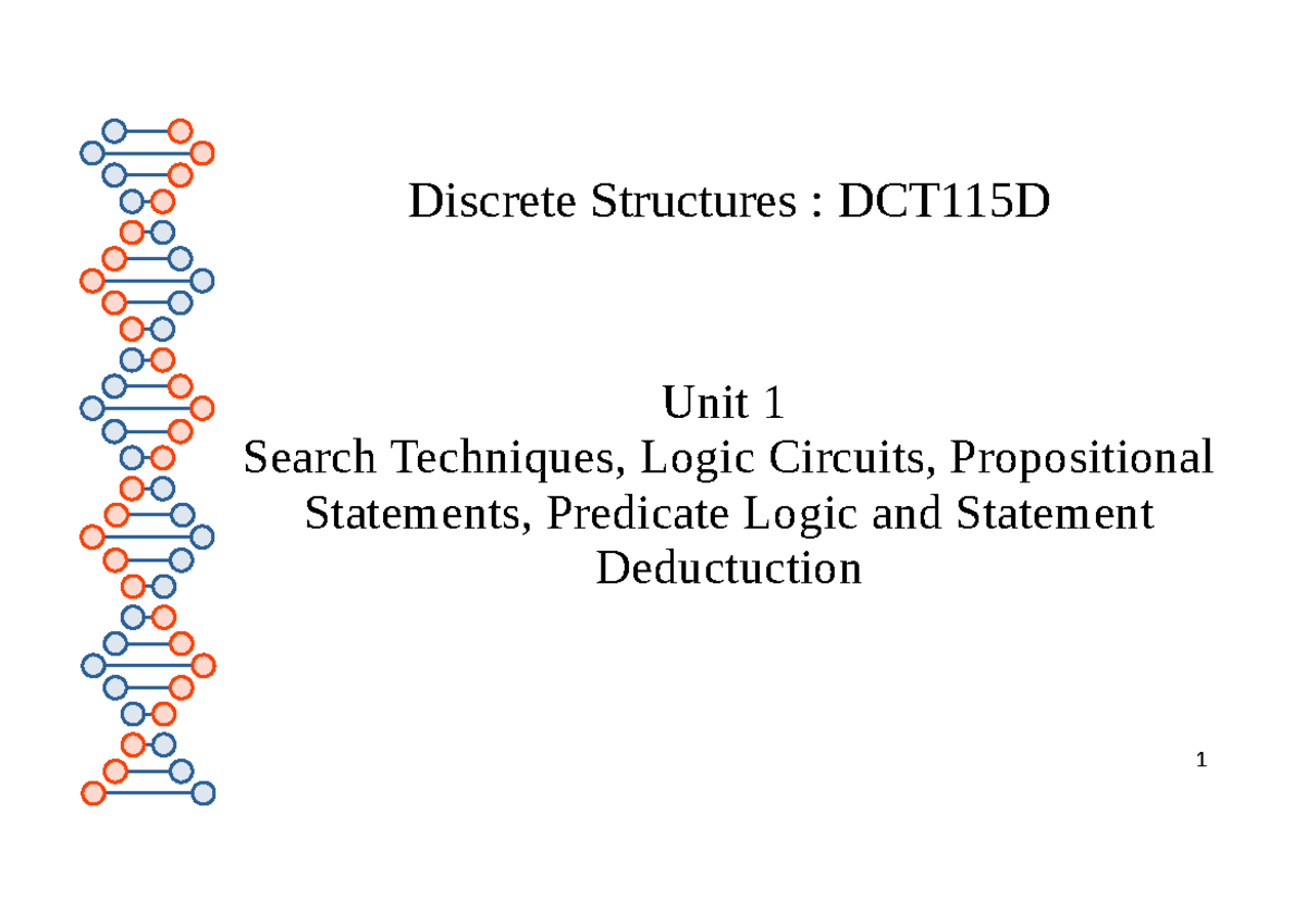 Unit 1-2 and 1-3 - Slides - Discrete Structures : DCT115D Unit 1 Search Techniques, Logic ...